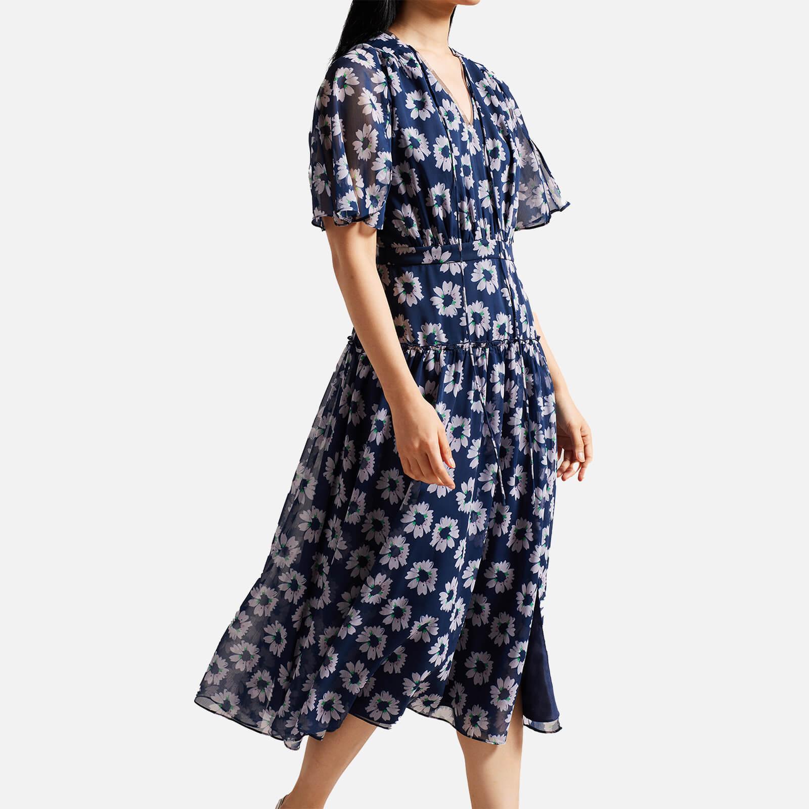 Ted Baker Floral Print Tiered Midi Dress in Blue | Lyst UK