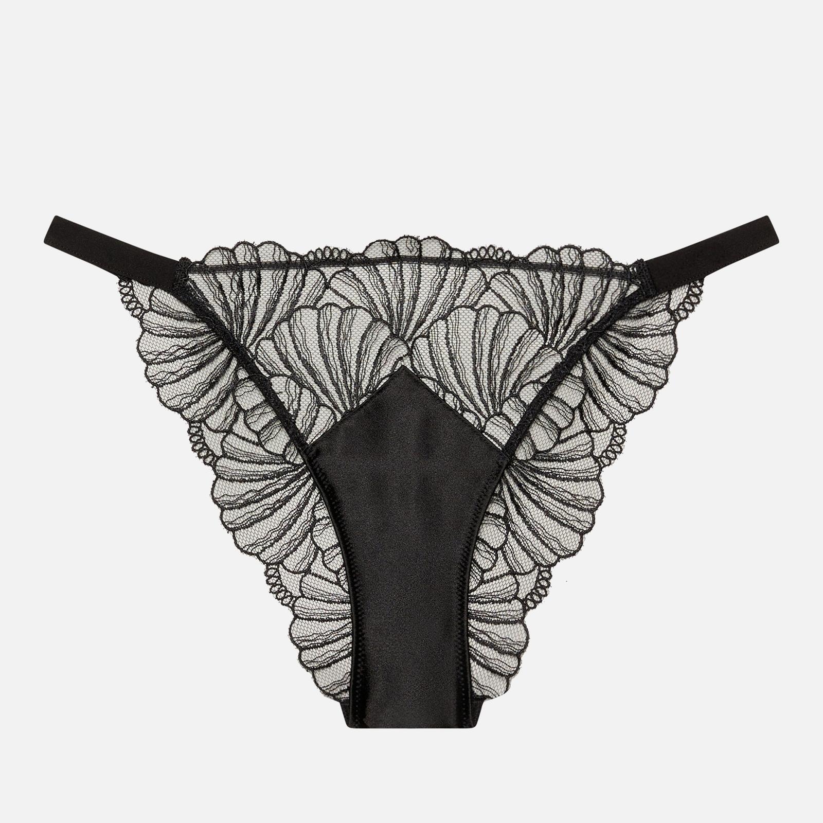 Calvin Klein Sheer Embroidered Stretch-lace Thong in Black | Lyst