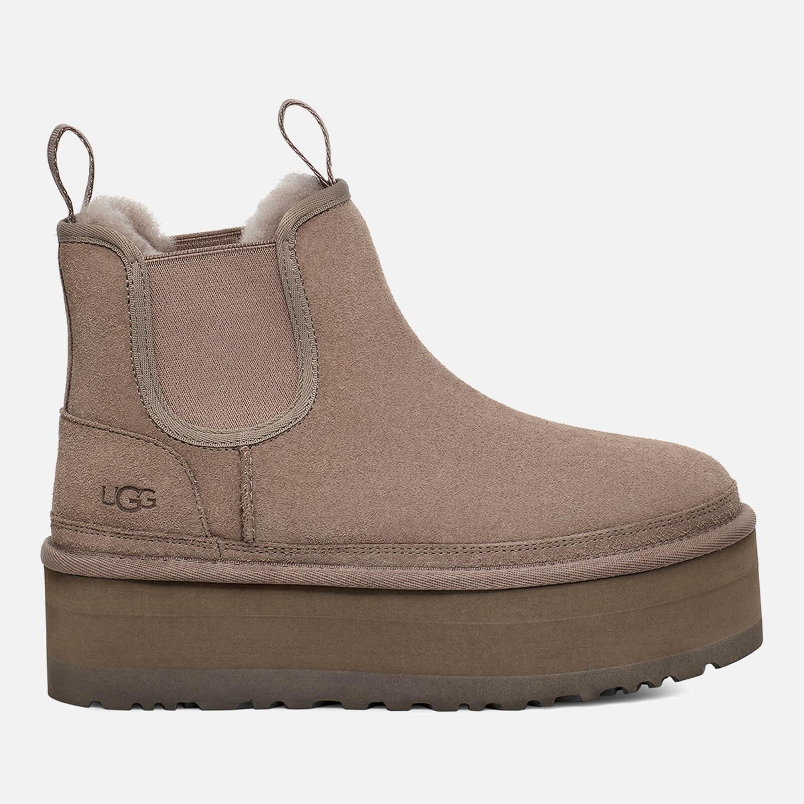 UGG Neumel Platform Sheepskin And Suede Chelsea Boots in Brown | Lyst