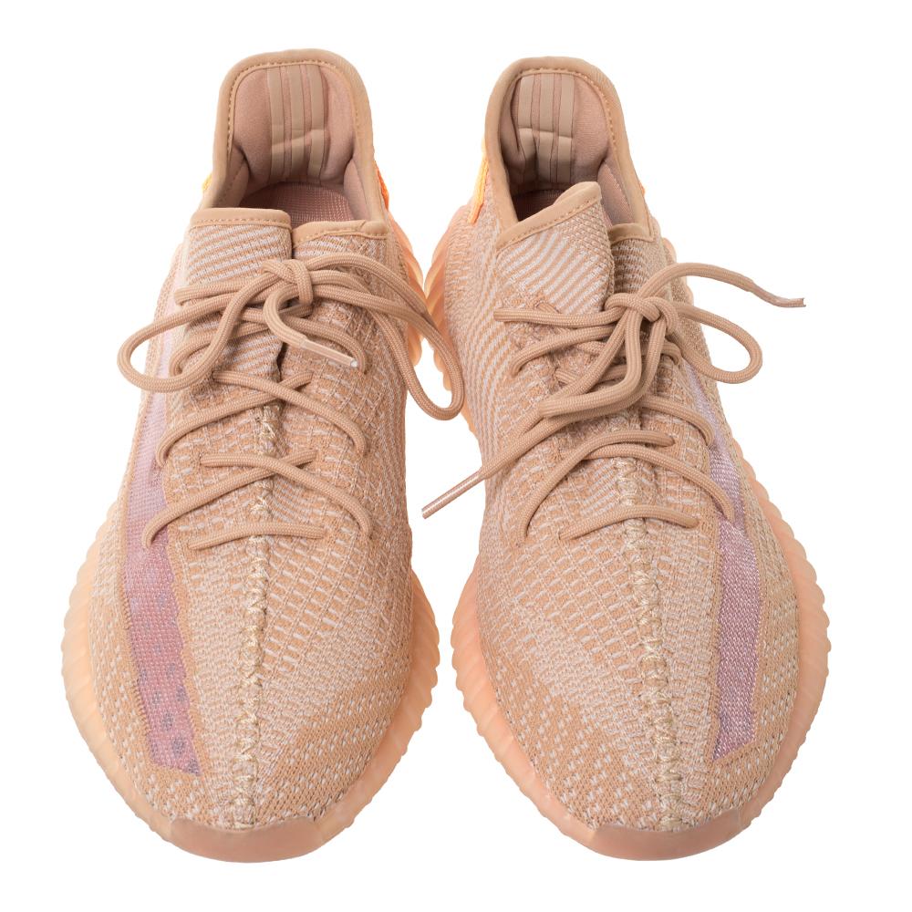 Yeezy Clay Cotton Knit And Mesh Boost 350 V2 Sneakers Size 48 in Beige ...