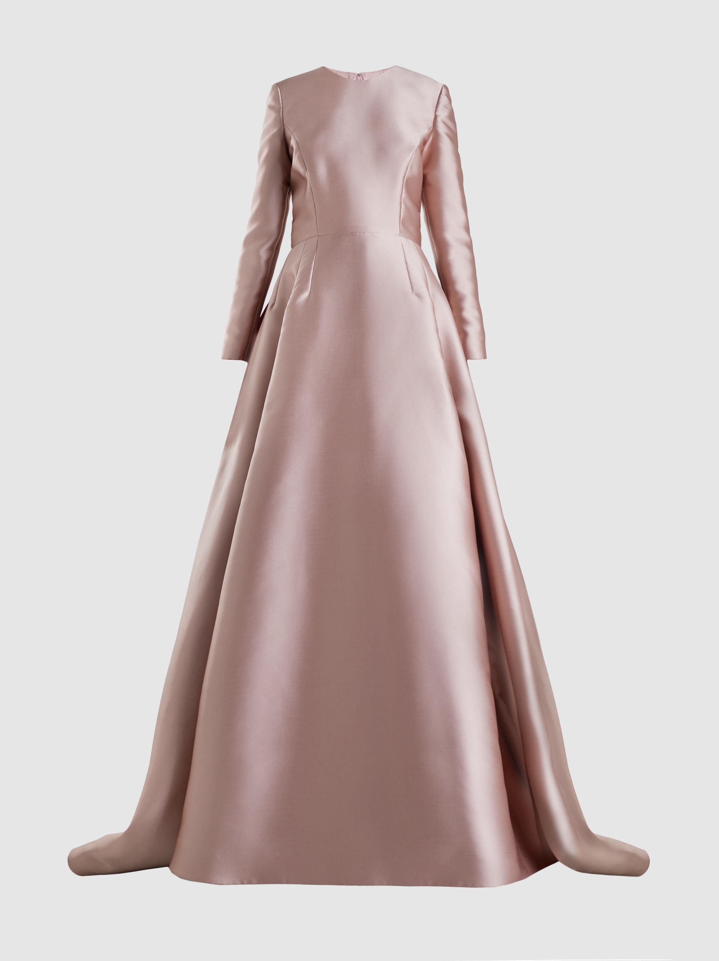 Reem Acra Bow Detailed Sateen Gown In Pink Lyst