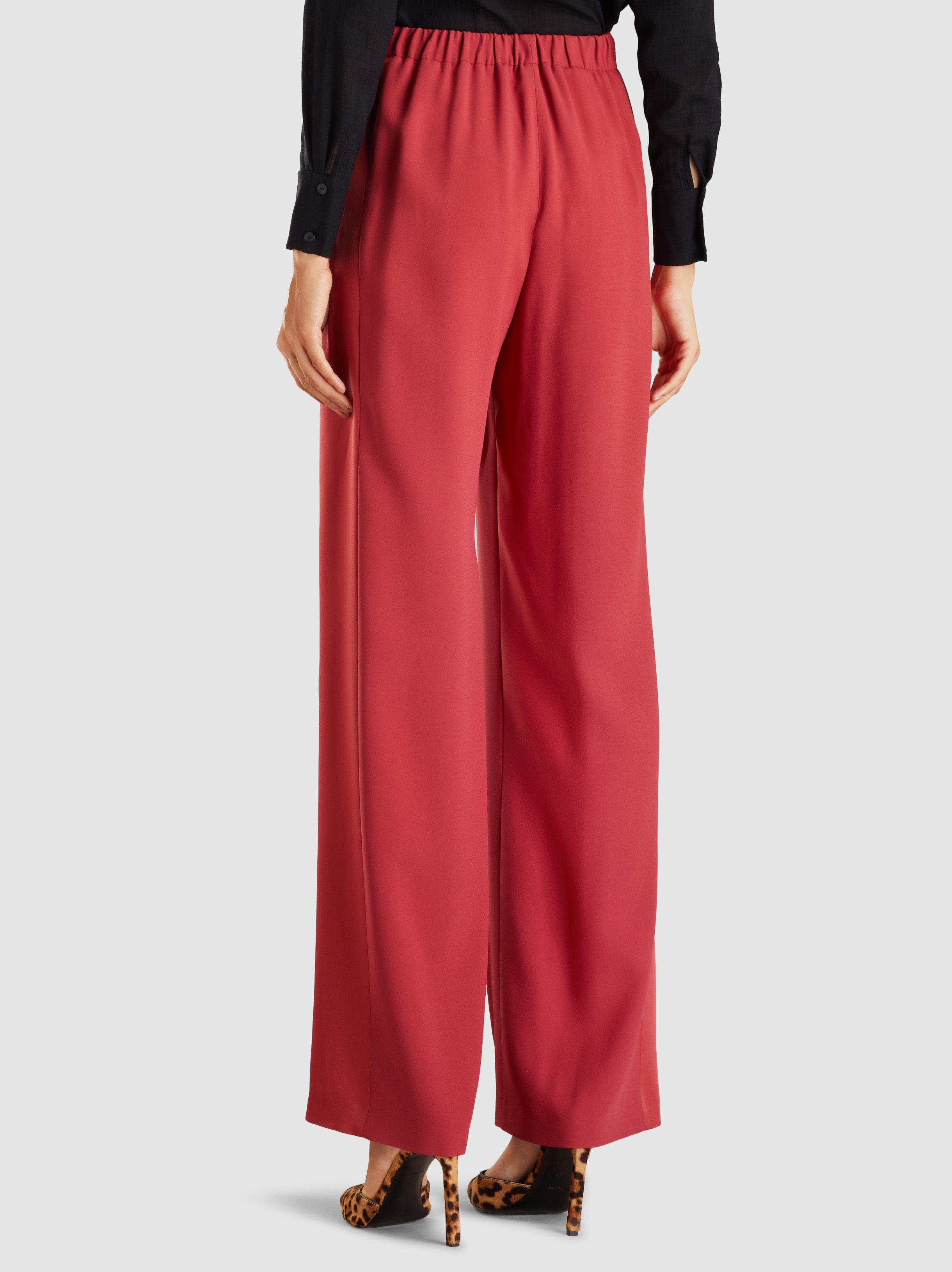 Alberta Ferretti Wide Leg Satin-silk Pants in Red - Lyst