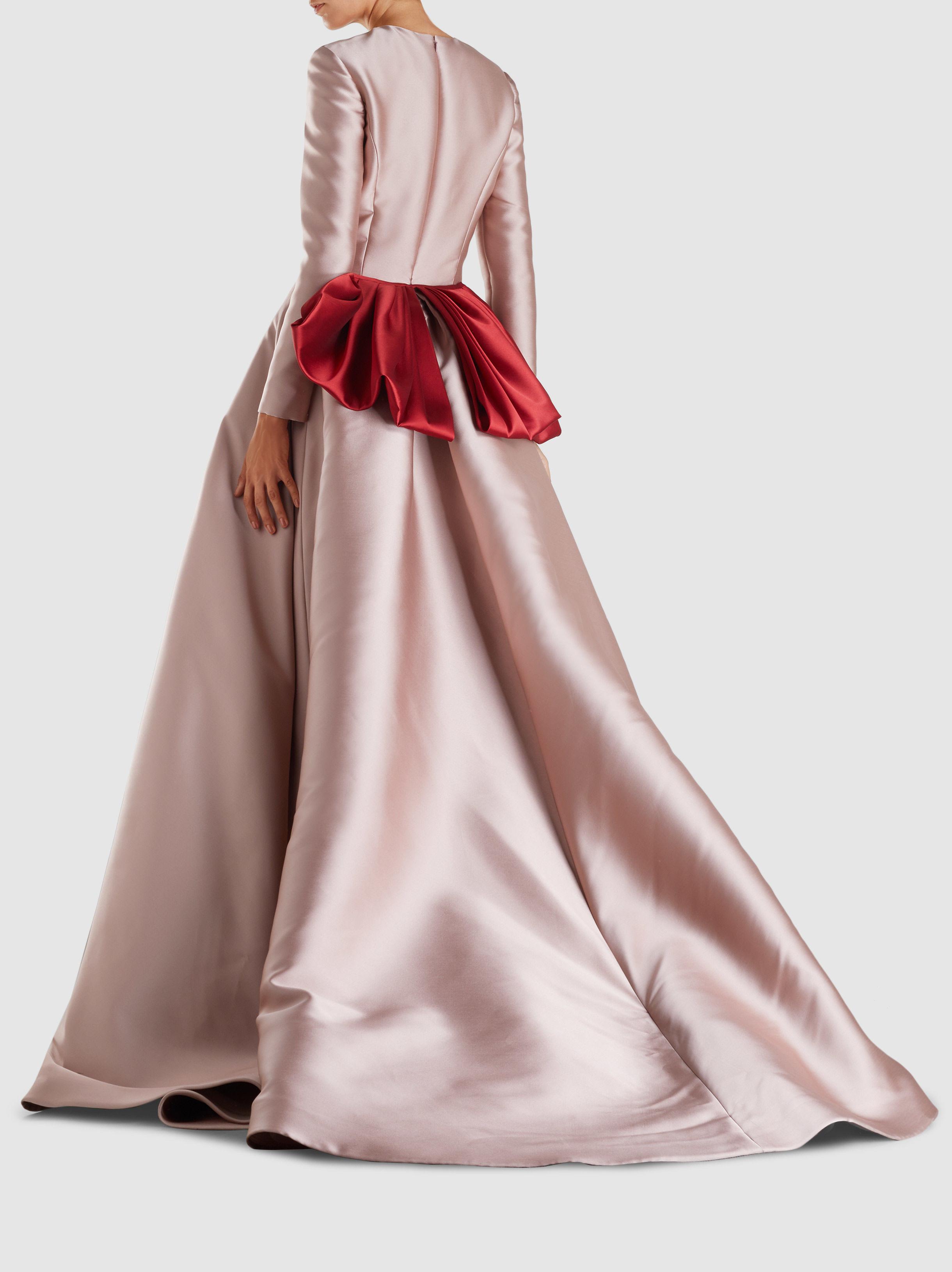 Reem Acra Bow Detailed Sateen Gown In Pink Lyst