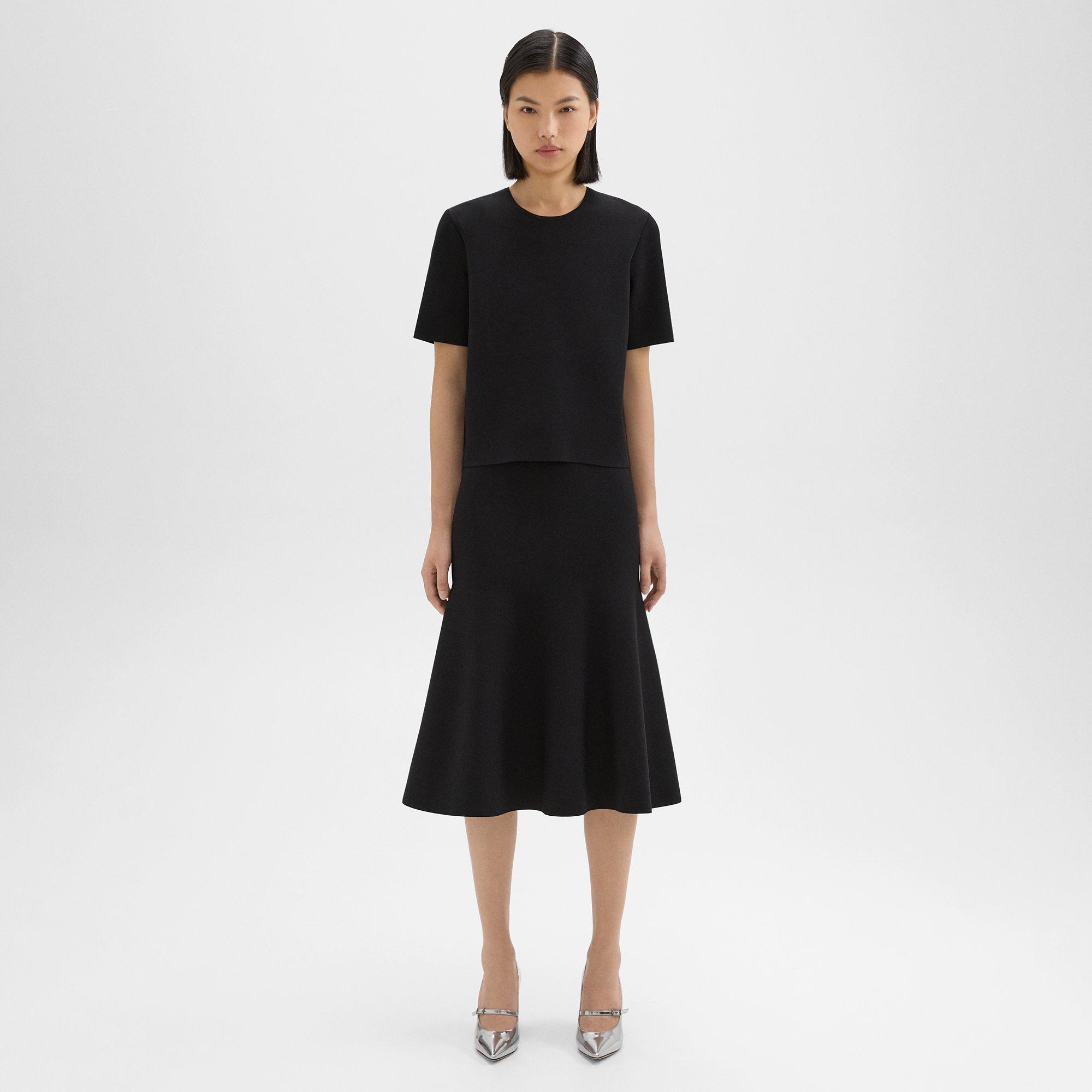 Theory Midi Trumpet Skirt In Crepe Knit in Black | Lyst