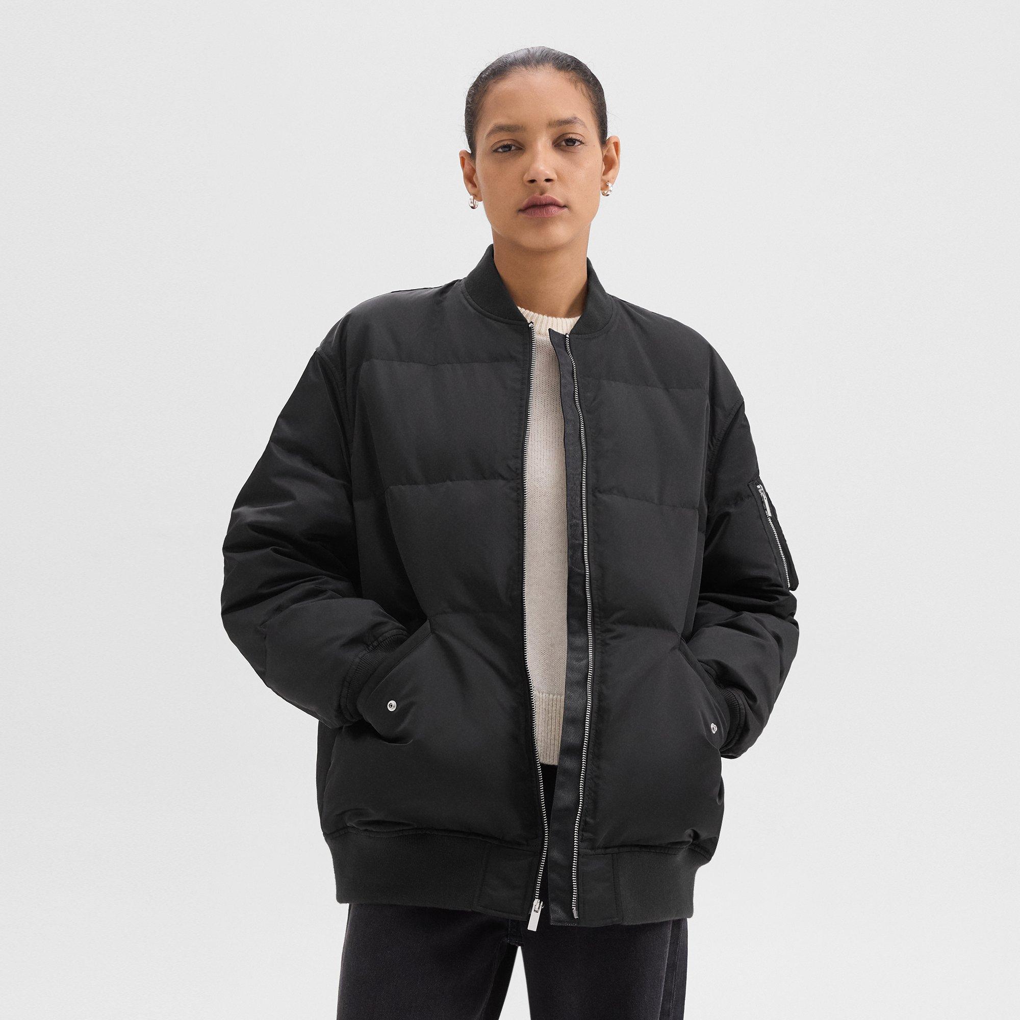 Theory Recycled Nylon Flight Puffer Jacket in Black | Lyst