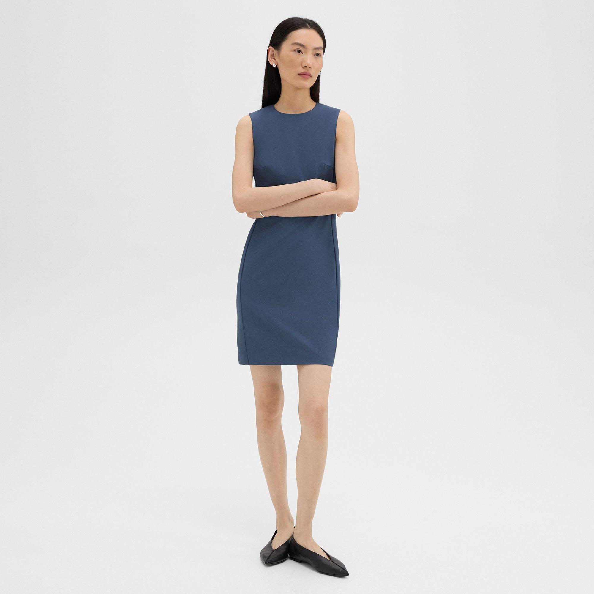 Theory Sleeveless Fitted Dress in Blue | Lyst