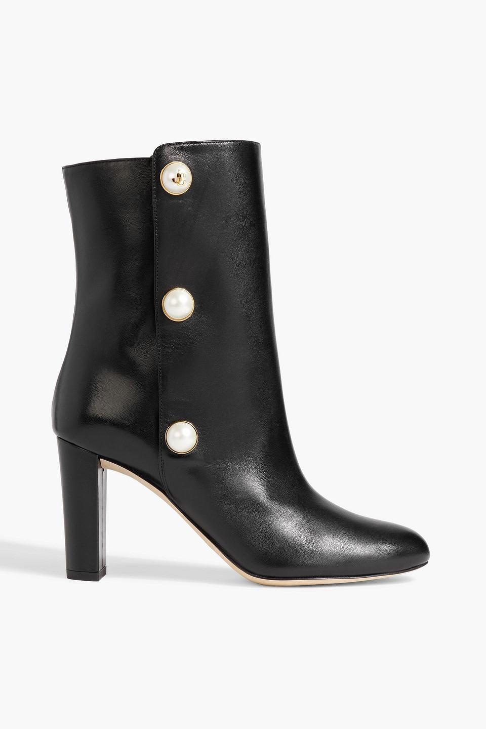 Jimmy Choo Rina 85 Embellished Leather Ankle Boots in Black | Lyst