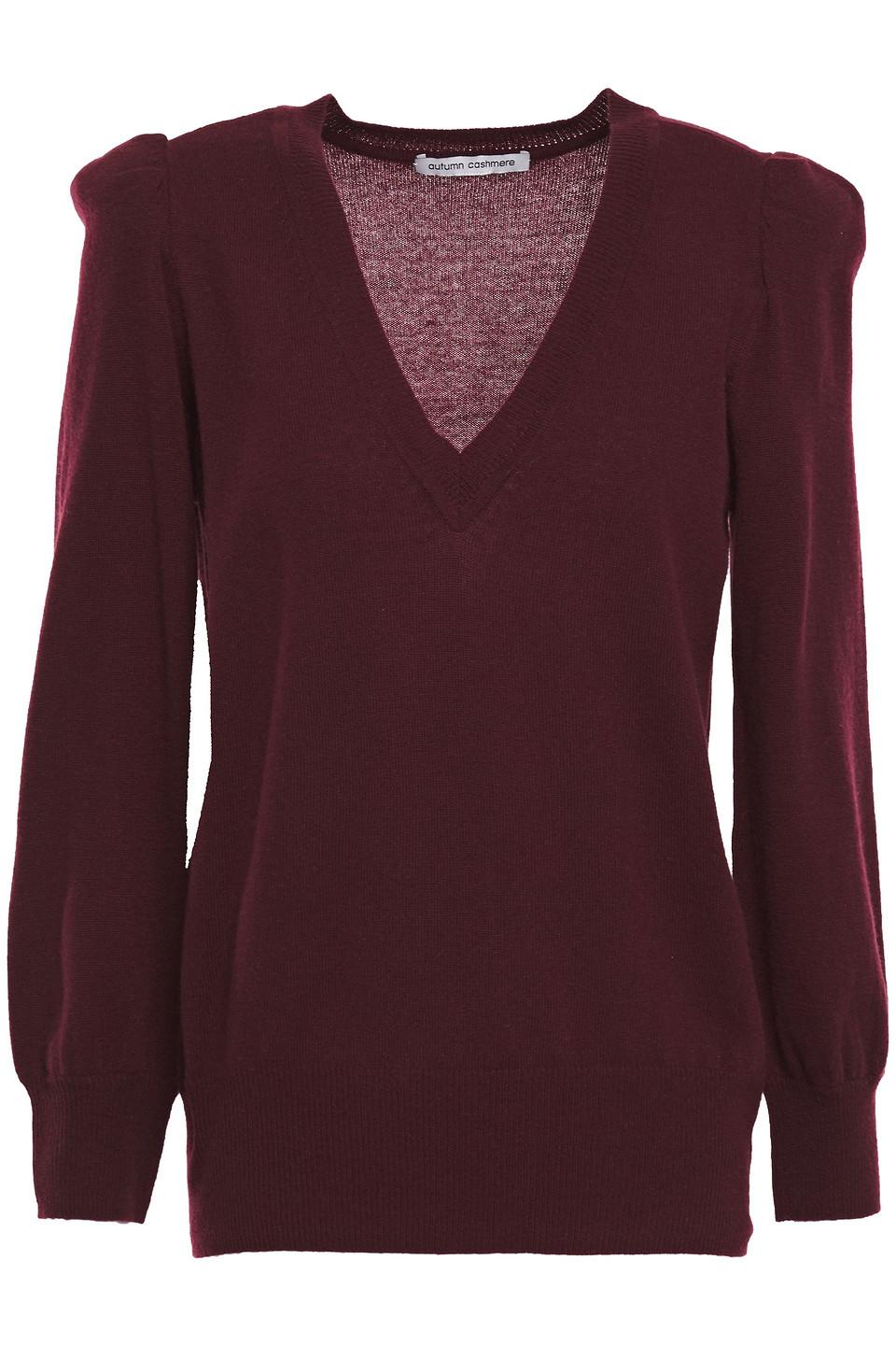 Autumn Cashmere Gathered Cashmere Sweater Burgundy in Purple - Lyst