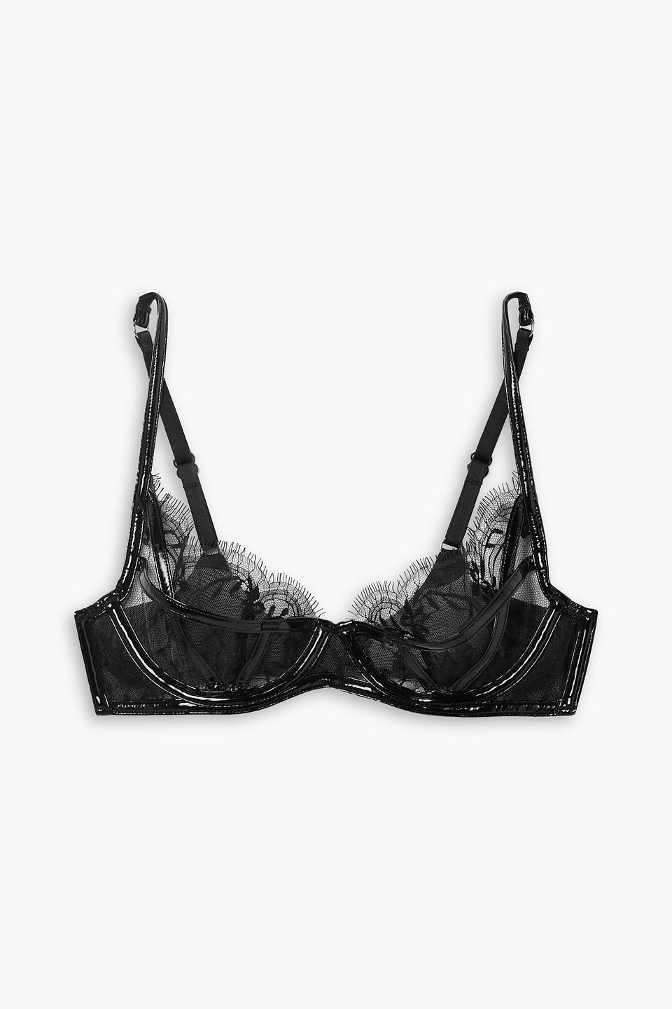 Agent Provocateur Alyss Pvc-trimmed Leavers Lace Underwired Balconette ...