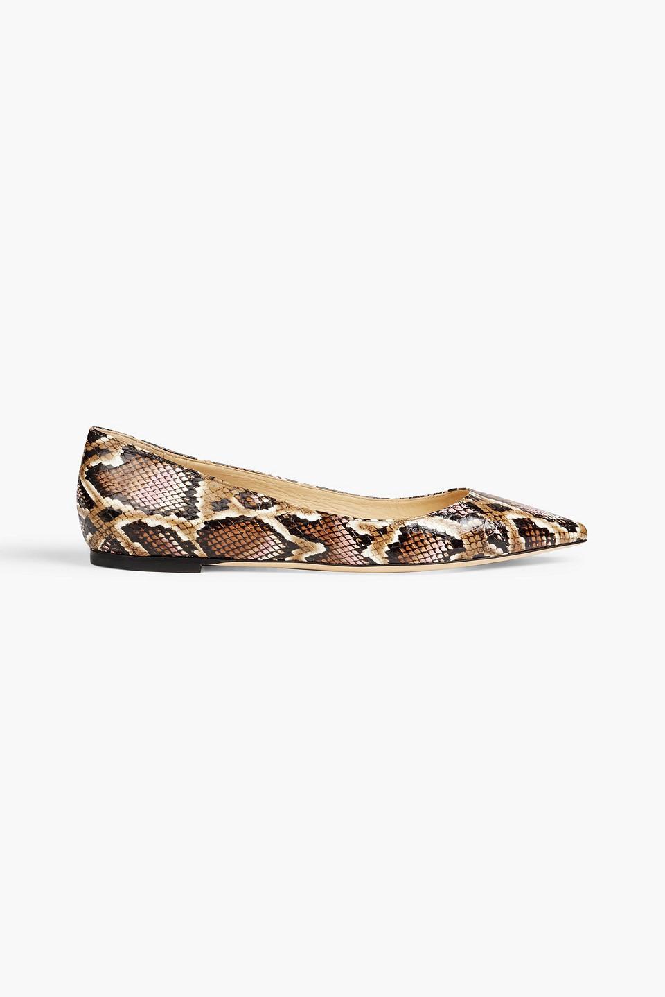 Jimmy Choo Romy Elaphe Point Toe Flats Lyst
