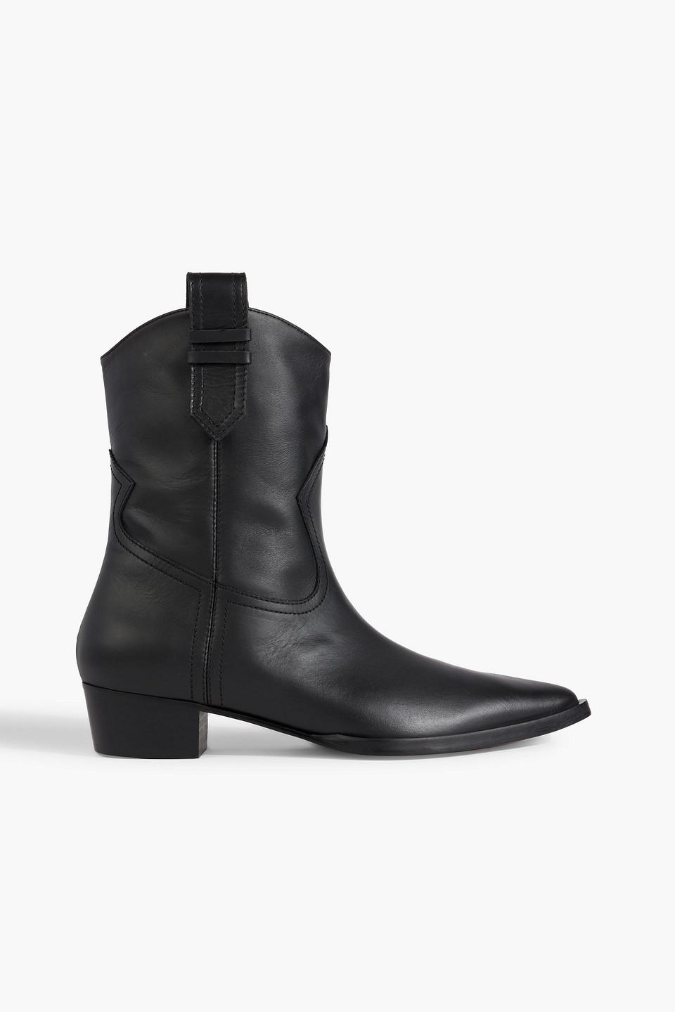 FRAME Le Dallas Leather Cowboy Boots in Black | Lyst