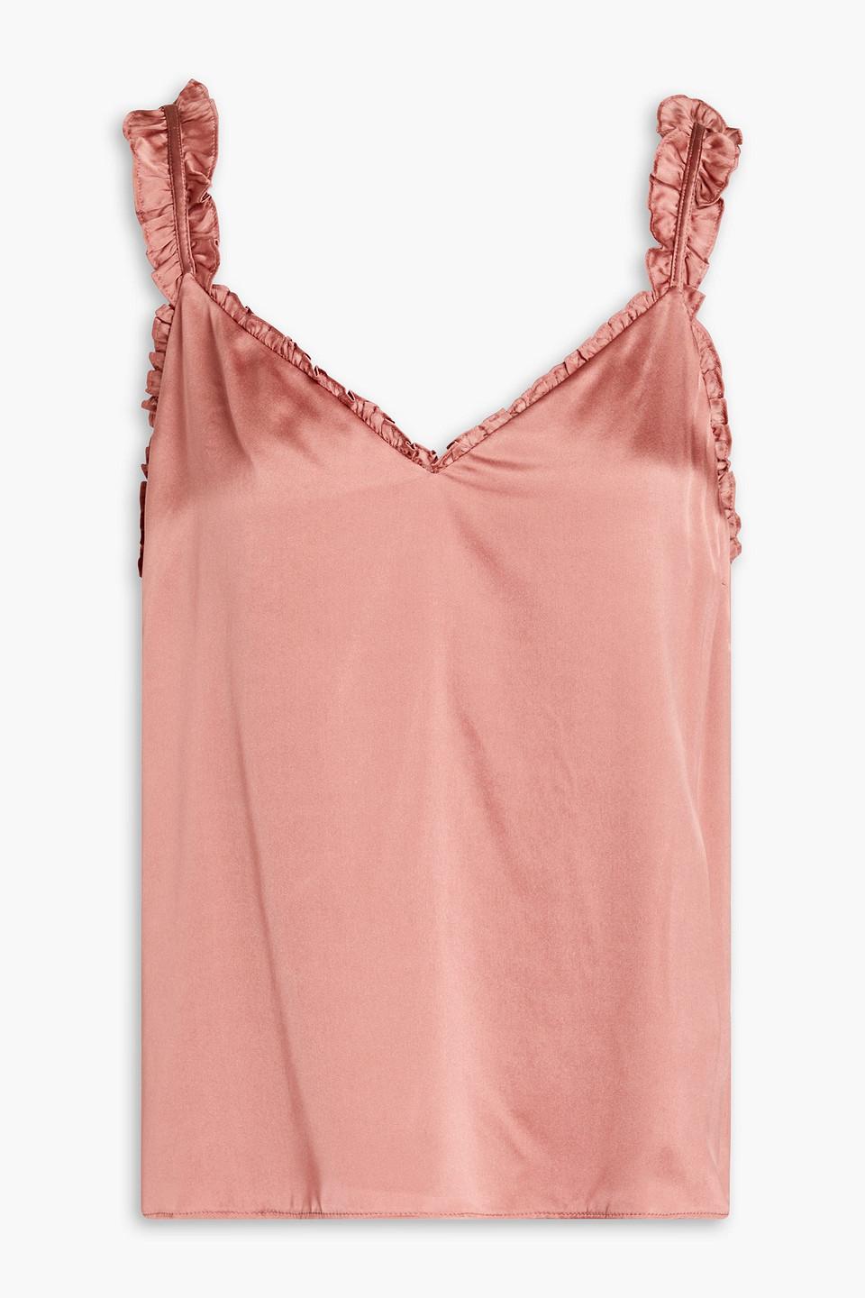 Cami Nyc Clover Ruffle Trimmed Silk Satin Camisole In Pink Lyst