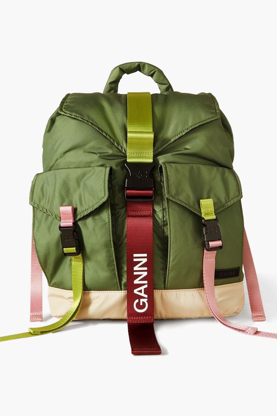 Ganni Shell Backpack in Green | Lyst UK