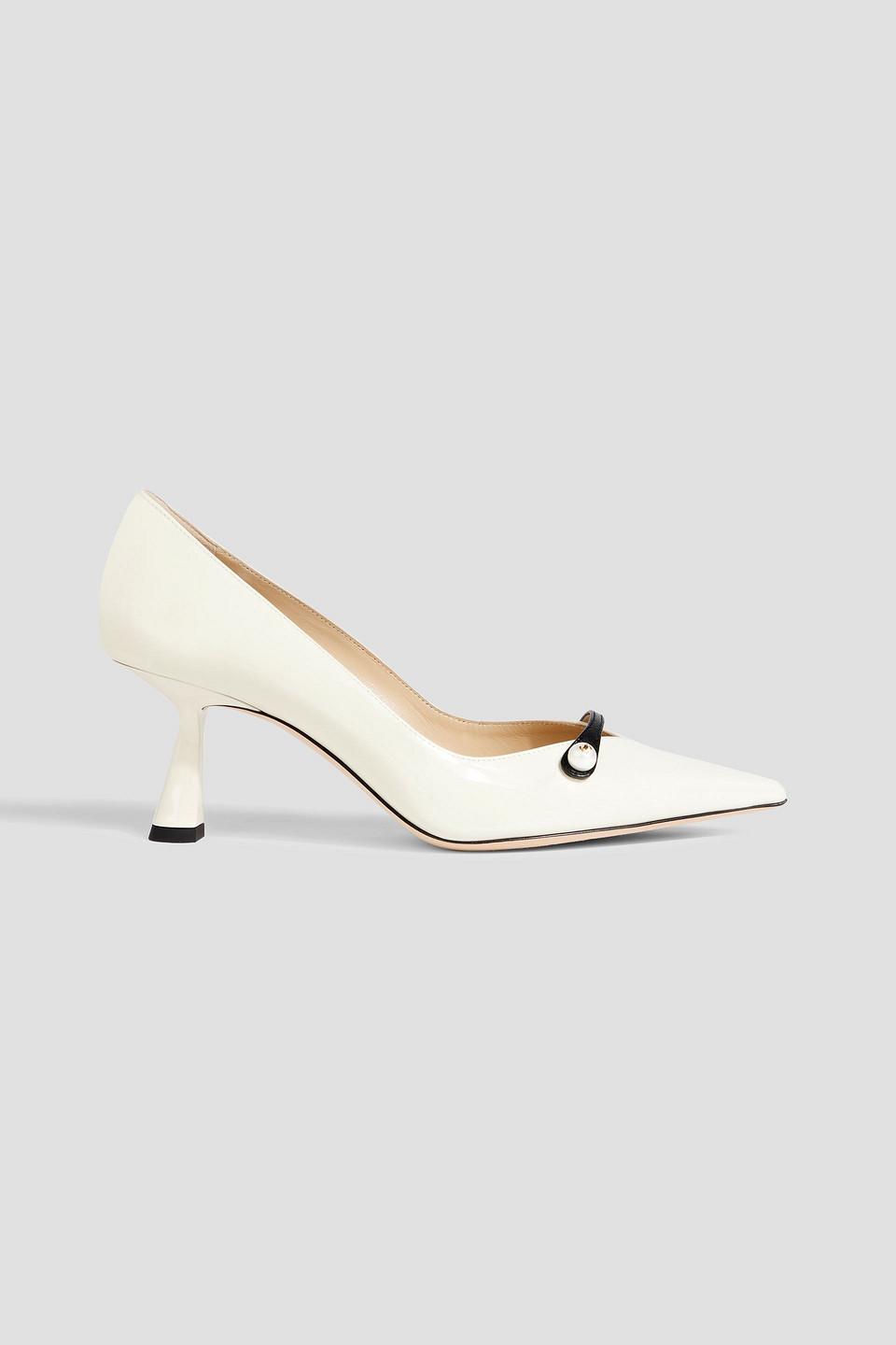 Jimmy Choo Rosalia 65 Embellished Patent-leather Pumps in Metallic | Lyst