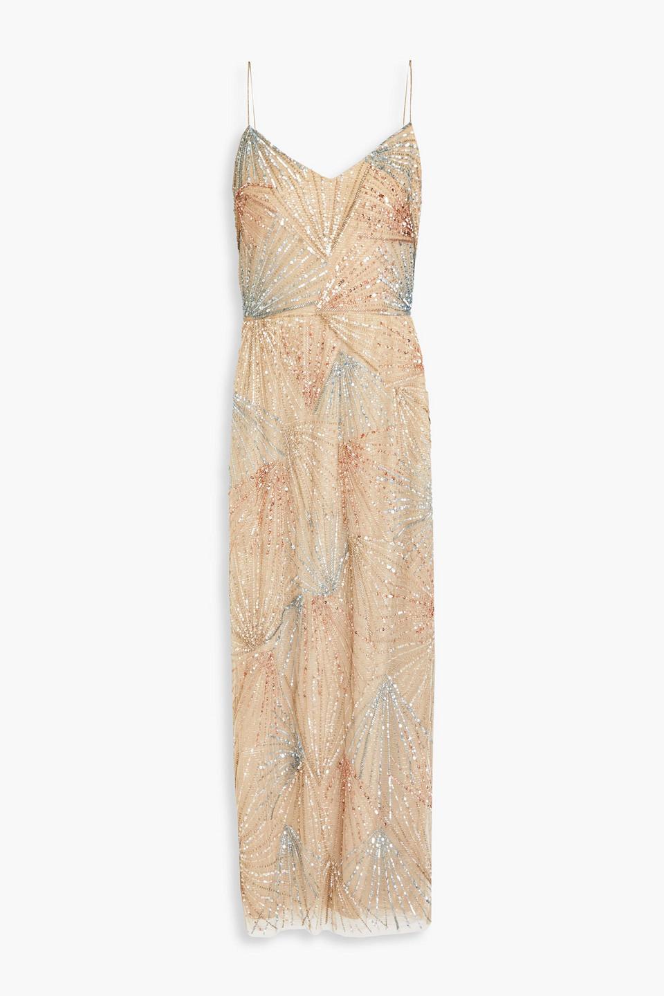 Theia Embellished Tulle Gown In Natural Lyst