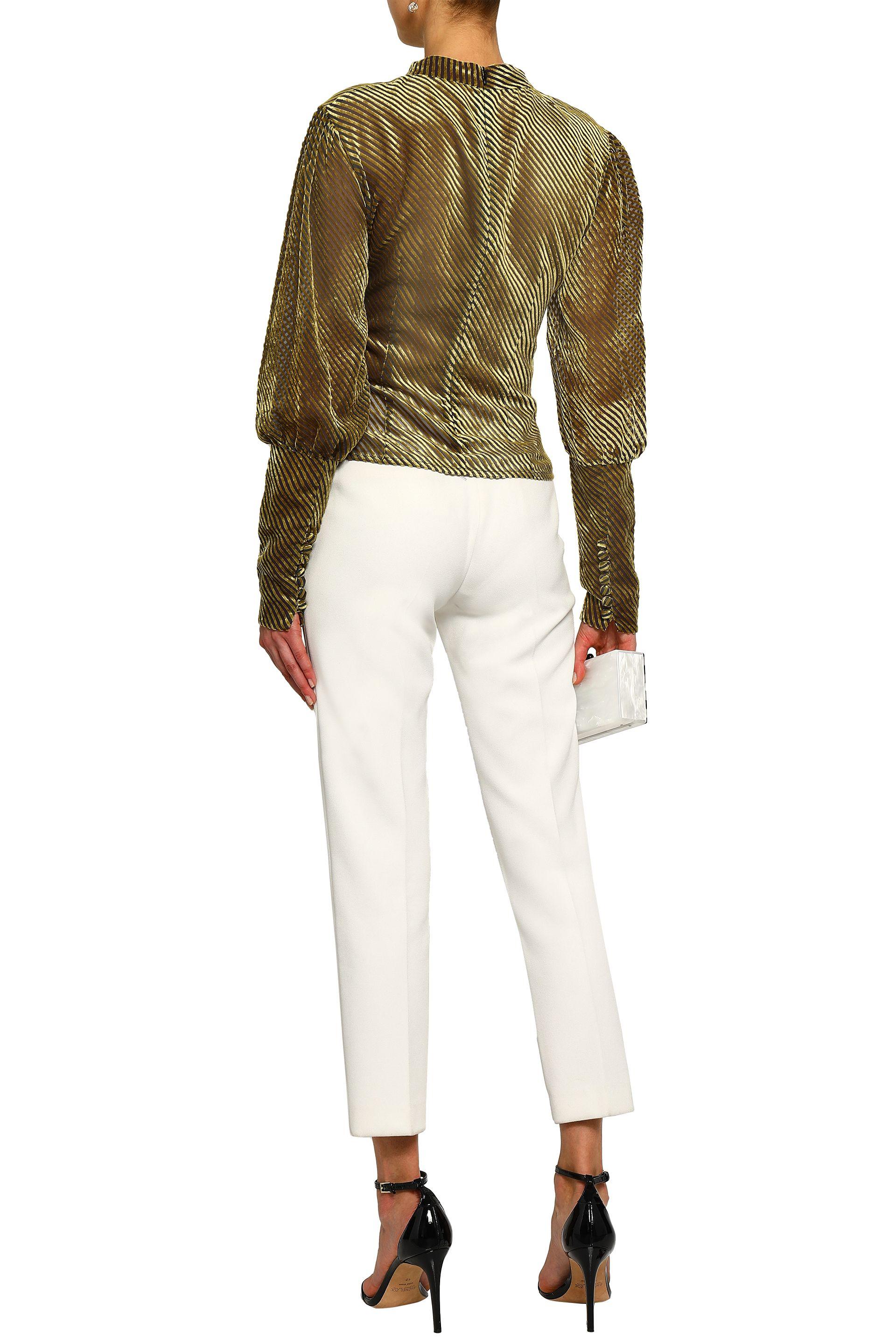 De La Vali Jane Gathered Devoré-velvet Top Gold in Metallic - Lyst