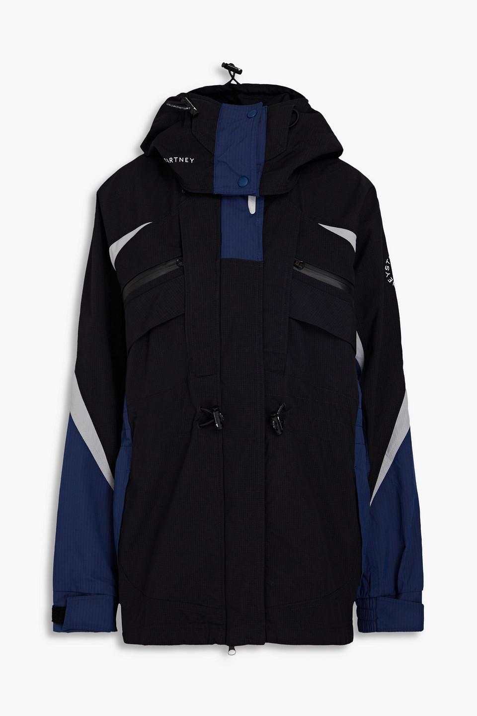 adidas By Stella McCartney Appliquéd Shell Hooded Jacket in Blue | Lyst