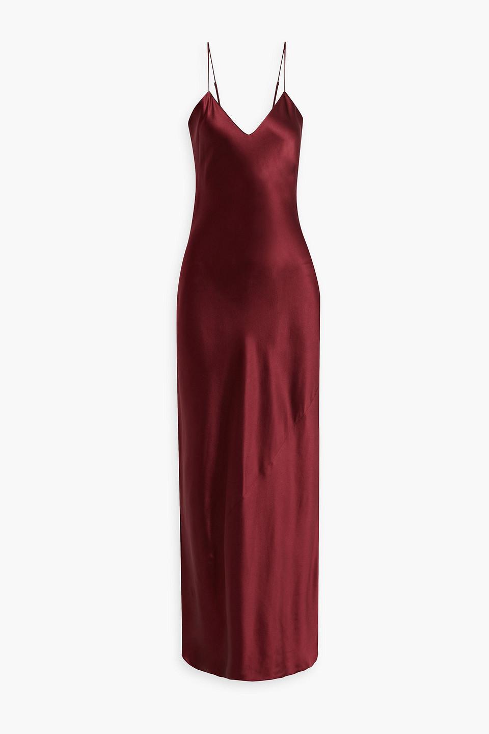 Nili Lotan Cami Silk-charmeuse Maxi Slip Dress in Red | Lyst