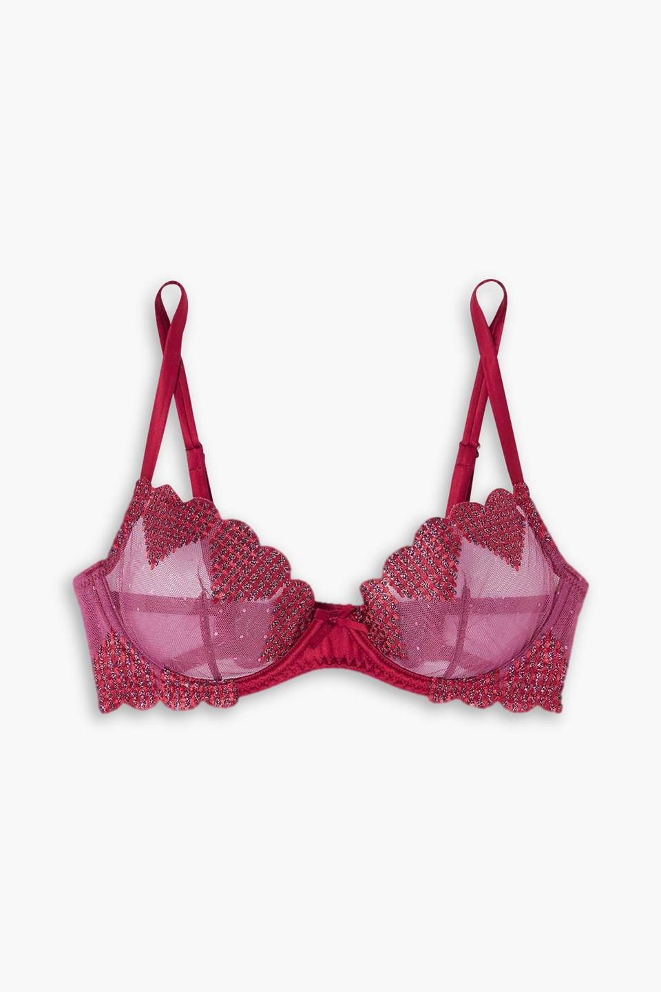 Fleur du Mal Metallic Embroidered Tulle Underwired Soft-cup Bra | Lyst