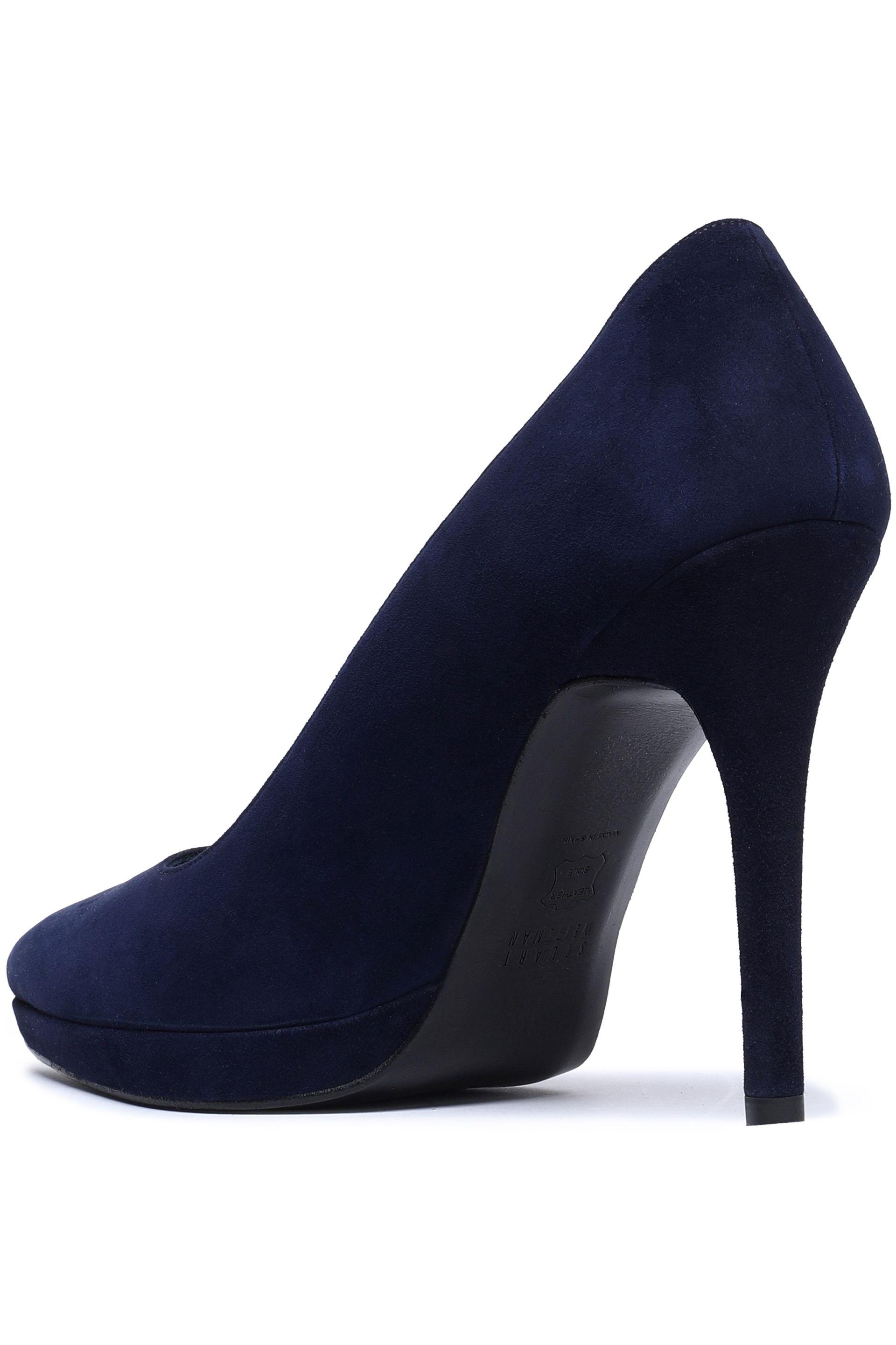 Stuart Weitzman Suede Platform Pumps Midnight Blue - Lyst
