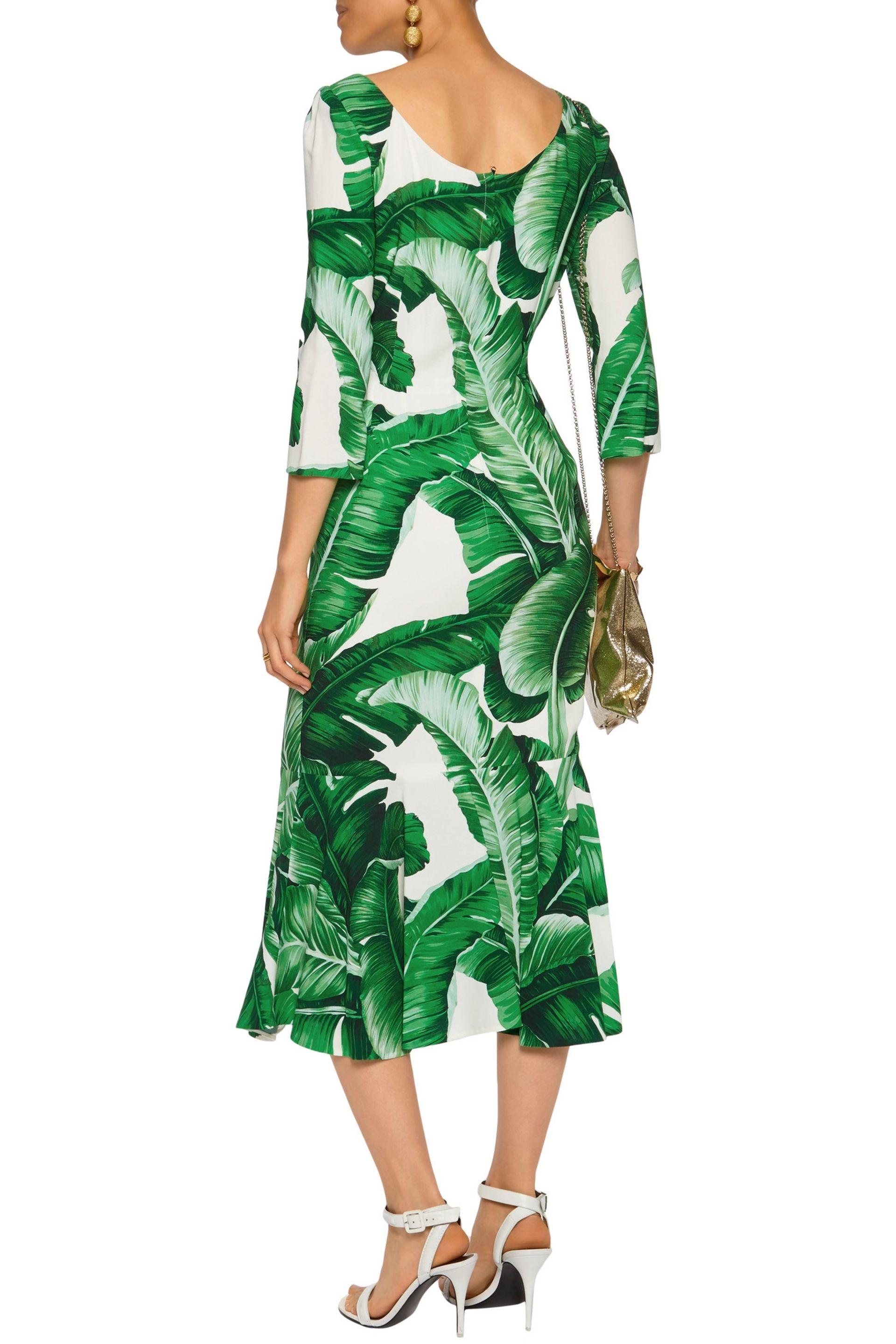 Dolce & Gabbana Synthetic Embellished Printed Crepe Midi Dress Green - Lyst Dolce & Gabbana Synthetic Embellished Printed Crepe Midi Dress Green - Lyst