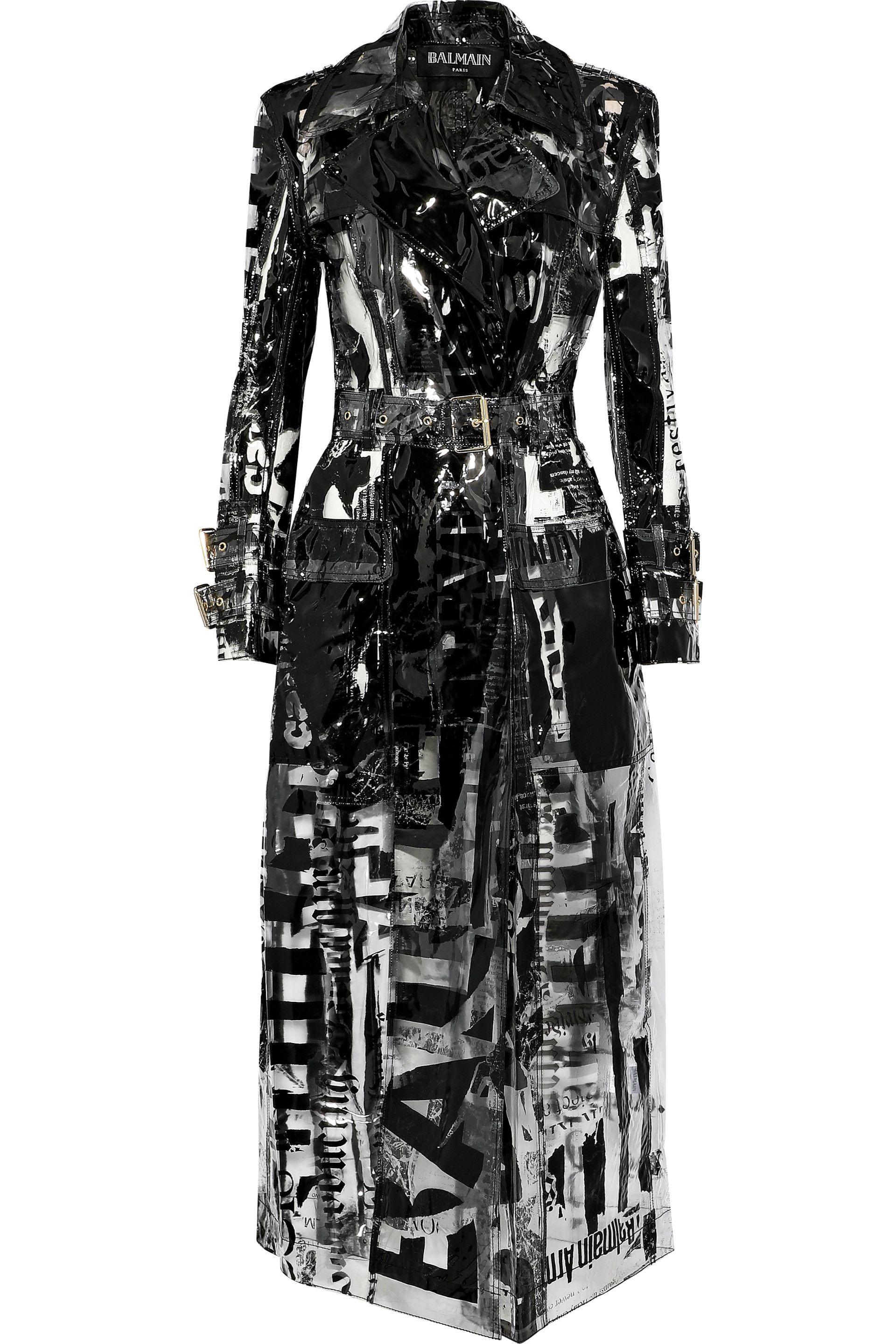 Pvc Trench Coat Black And White - Tradingbasis