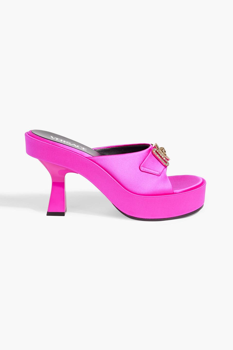 Versace Medusa biggie Satin Platform Mules in Pink | Lyst