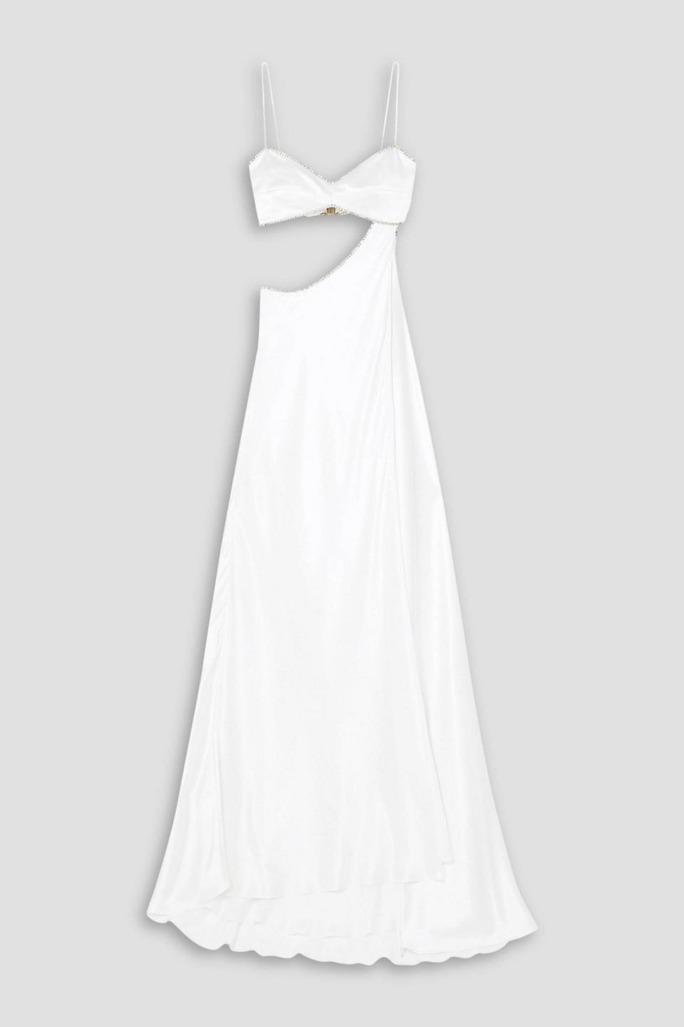 Michael Lo Sordo Symic Cutout Crystal-embellished Silk-satin Gown in ...