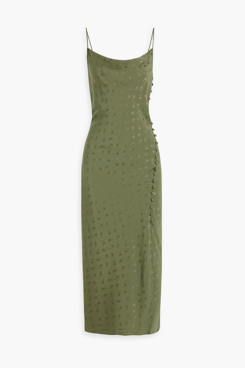 Veronica Beard Chapel Silk-blend Floral-jacquard Midi Dress in Green | Lyst