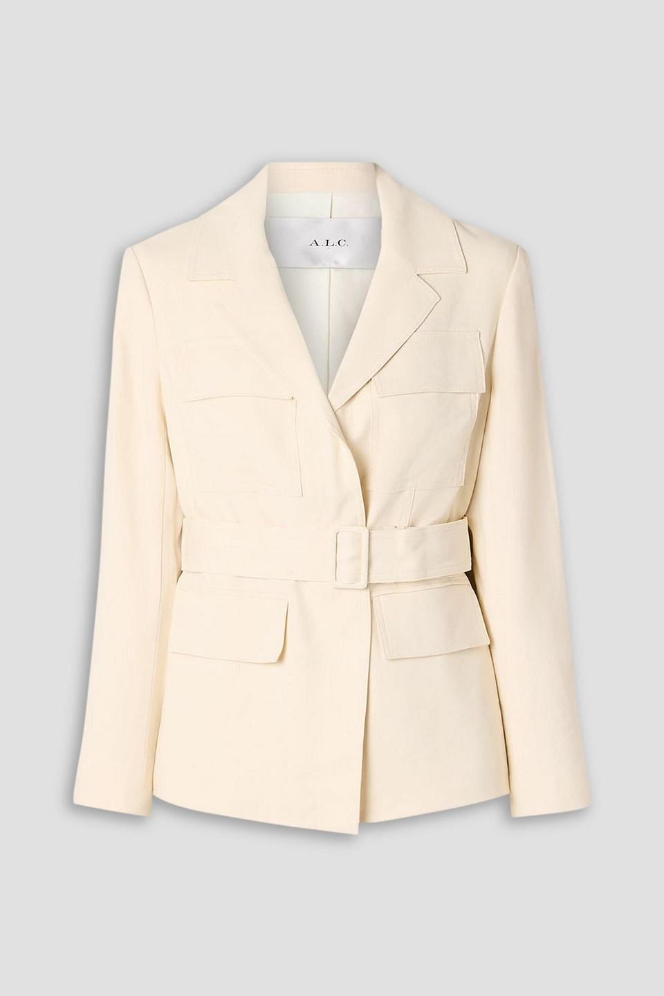 A.L.C. Savannah Belted Linen-blend Twill Jacket in Natural | Lyst