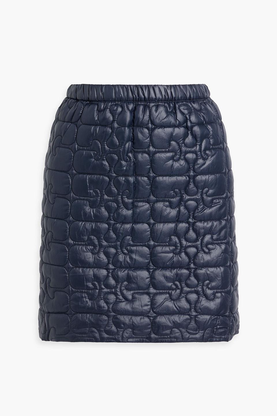 Ganni Quilted Shell Mini Skirt in Blue | Lyst