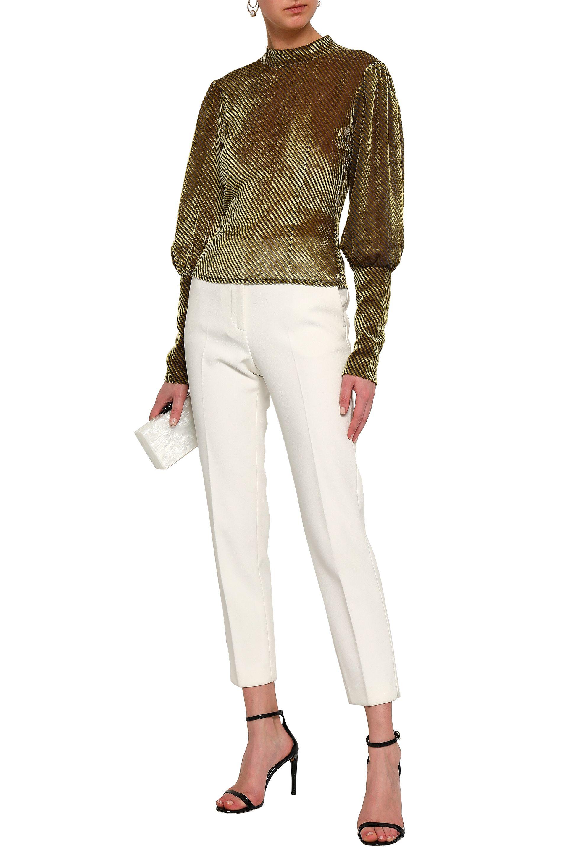 De La Vali Jane Gathered Devoré-velvet Top Gold in Metallic - Lyst