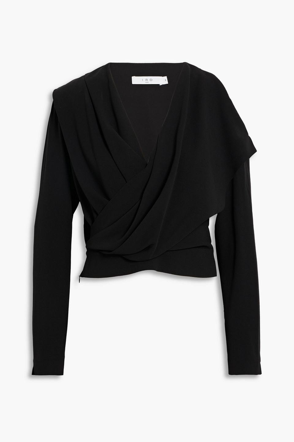 IRO Kayla Draped Crepe Blouse in Black | Lyst