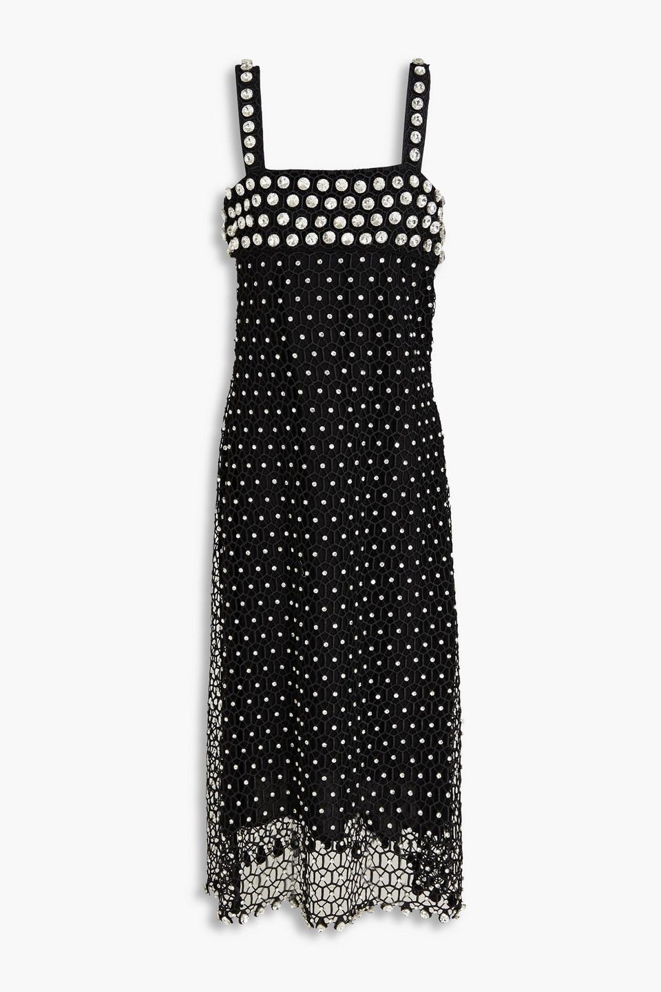 Jonathan Simkhai Kelilah Crystal-embellished Macramé Lace Midi Dress in ...