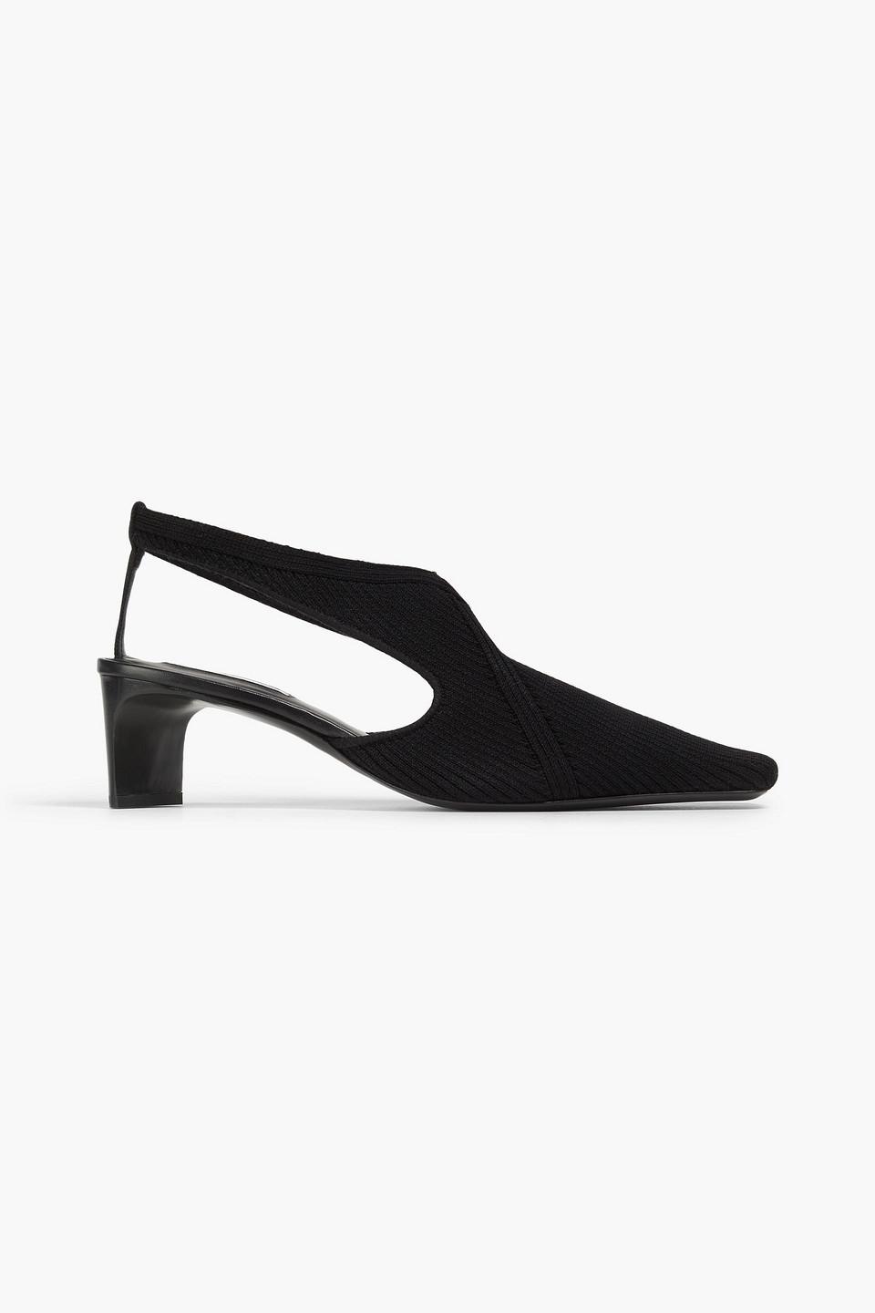 Jil Sander Stretch-knit Slingback Pumps in Black | Lyst