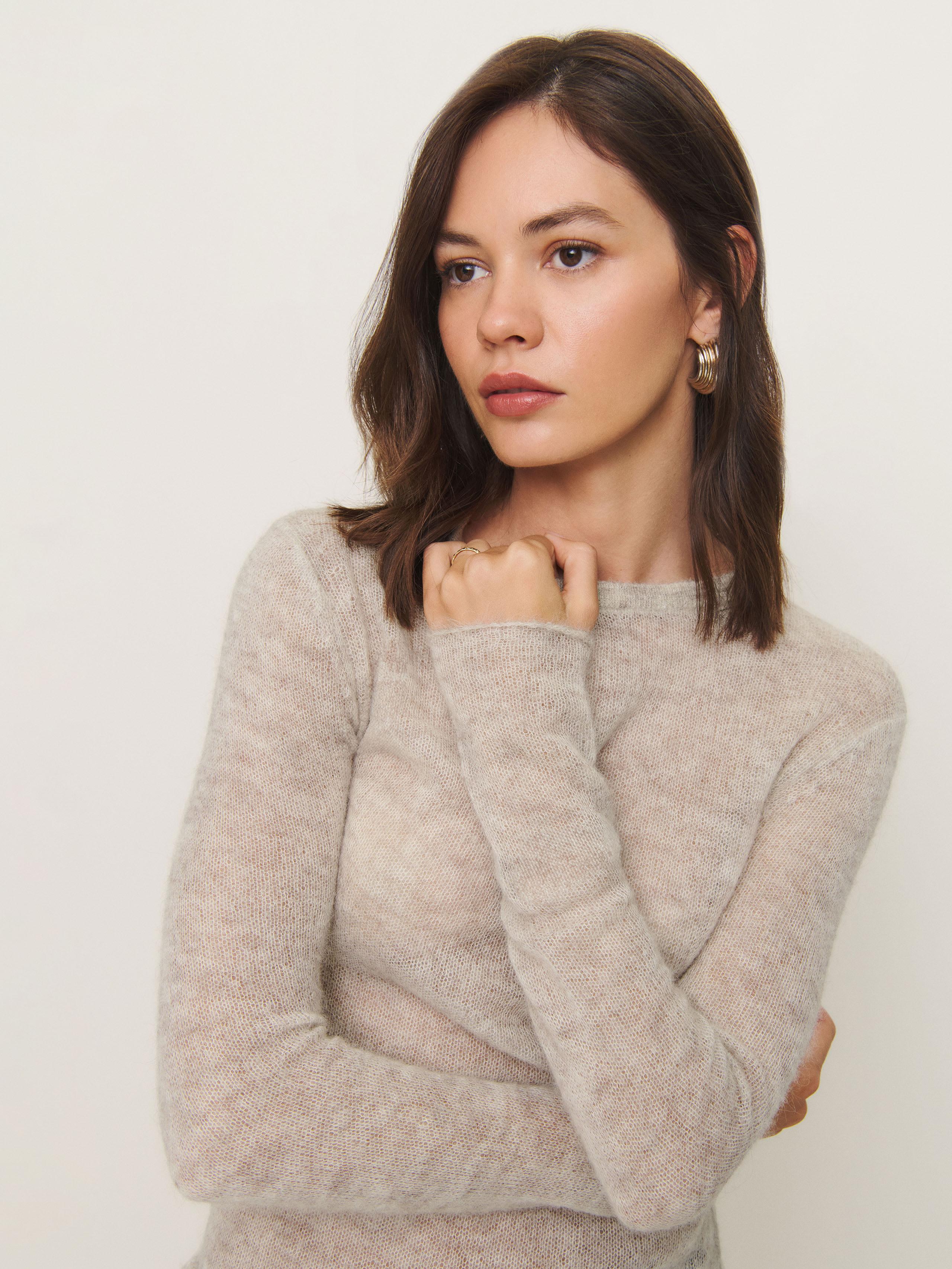 Reformation Alice Sheer Alpaca Crew in Natural | Lyst