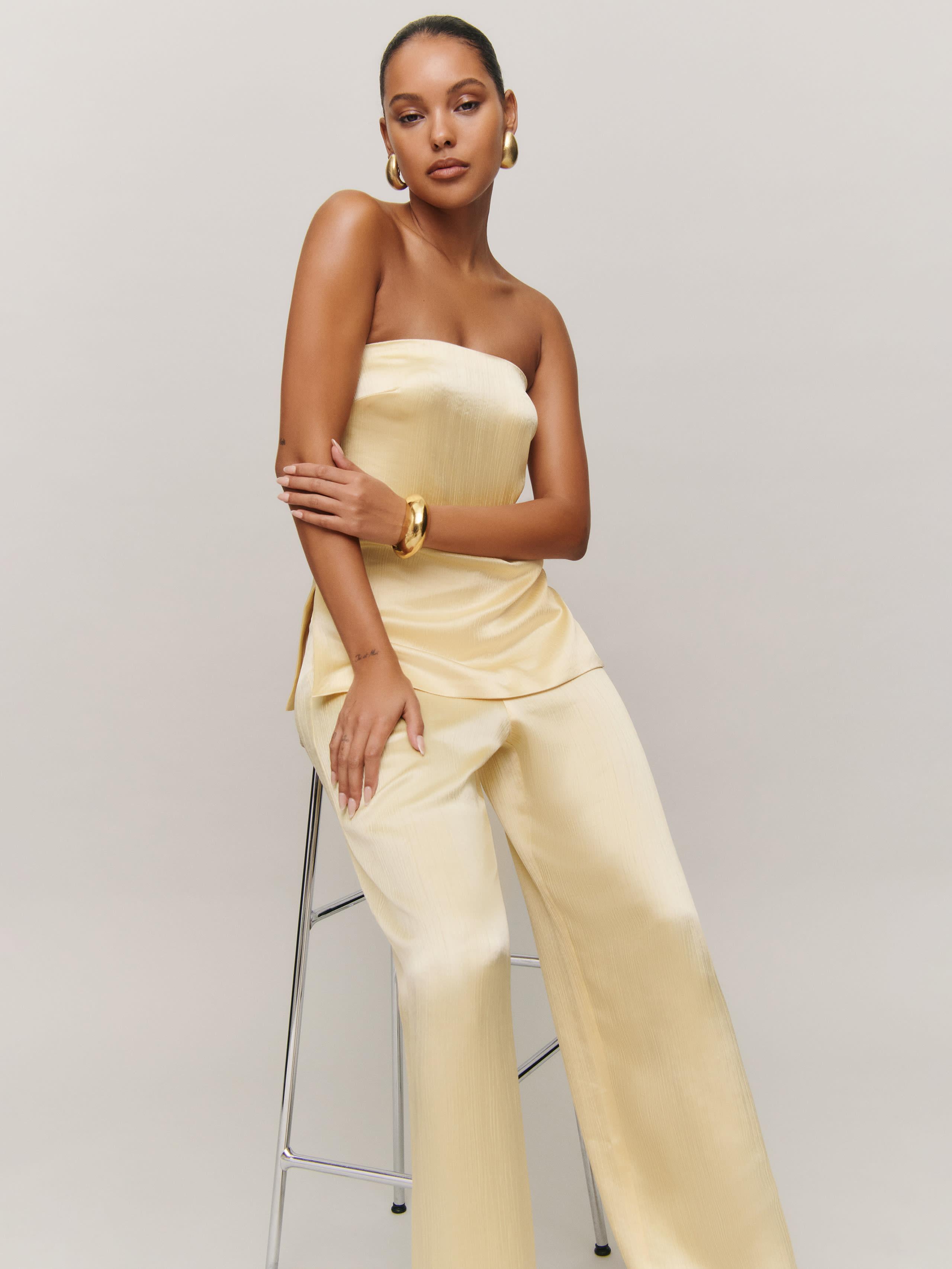 Reformation Alleia Satin Two Piece in Natural | Lyst