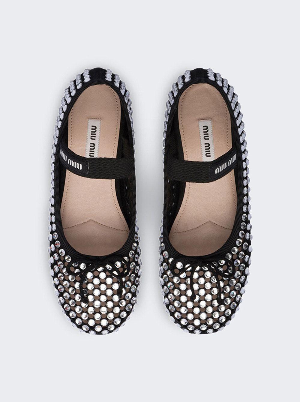 Miu Miu Studded Ballerina Flats in Black | Lyst Miu Miu Studded Ballerina Flats in Black | Lyst