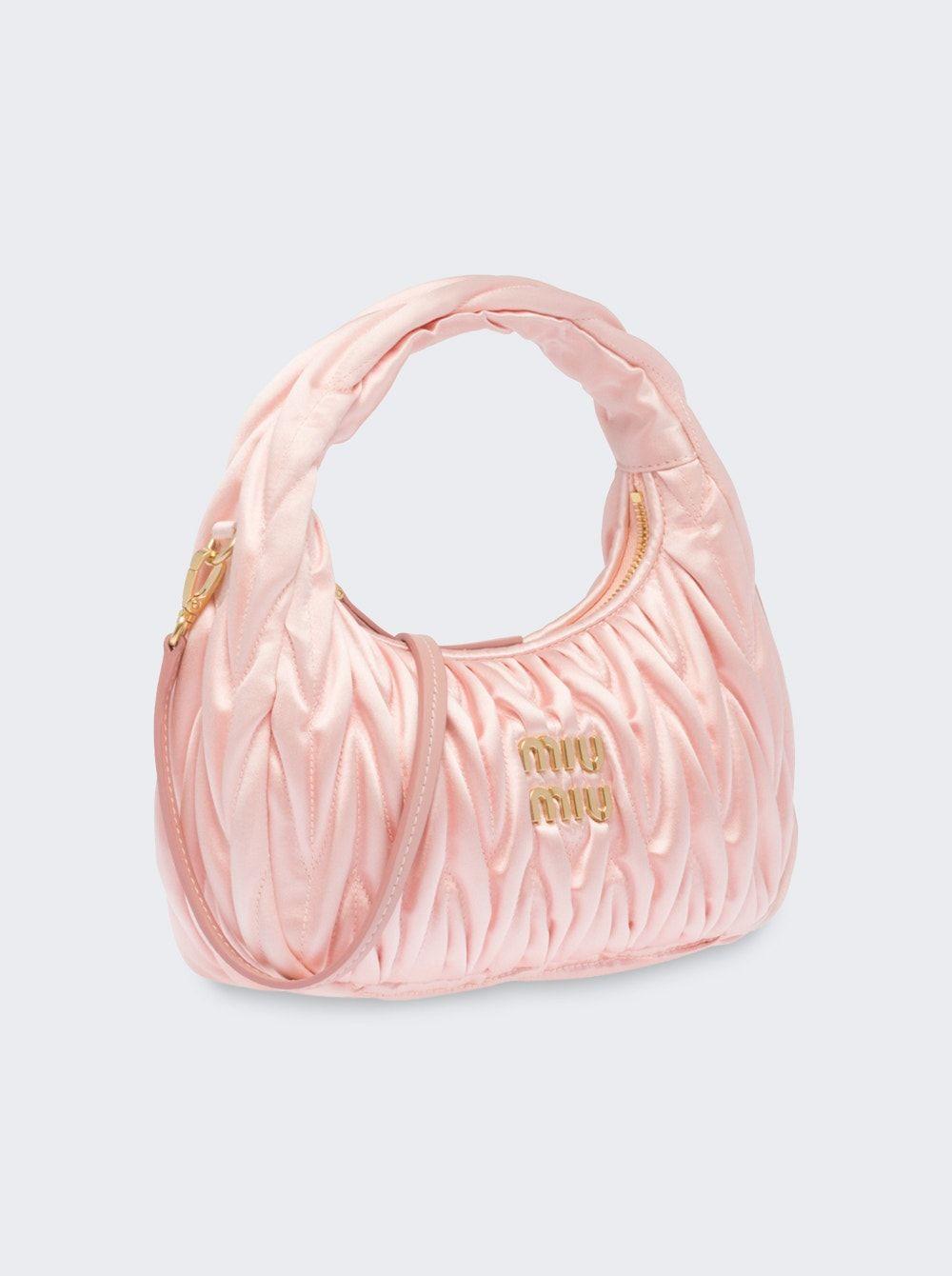 Miu Miu Miu Wander Matelassé Satin Mini Hobo Bag in Pink | Lyst