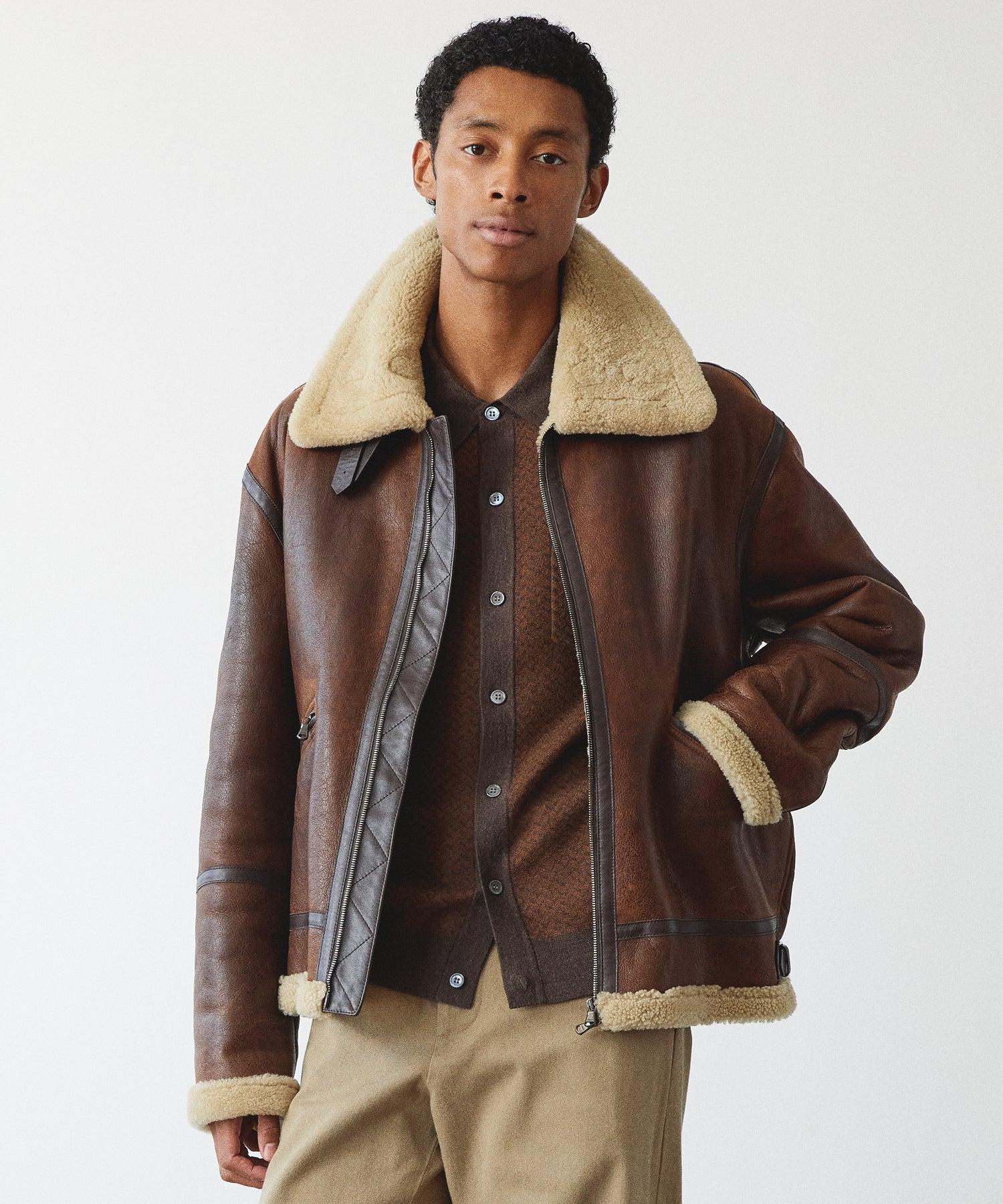 Todd Snyder Italian Shearling Flight Jacket in Brown for Men | Lyst