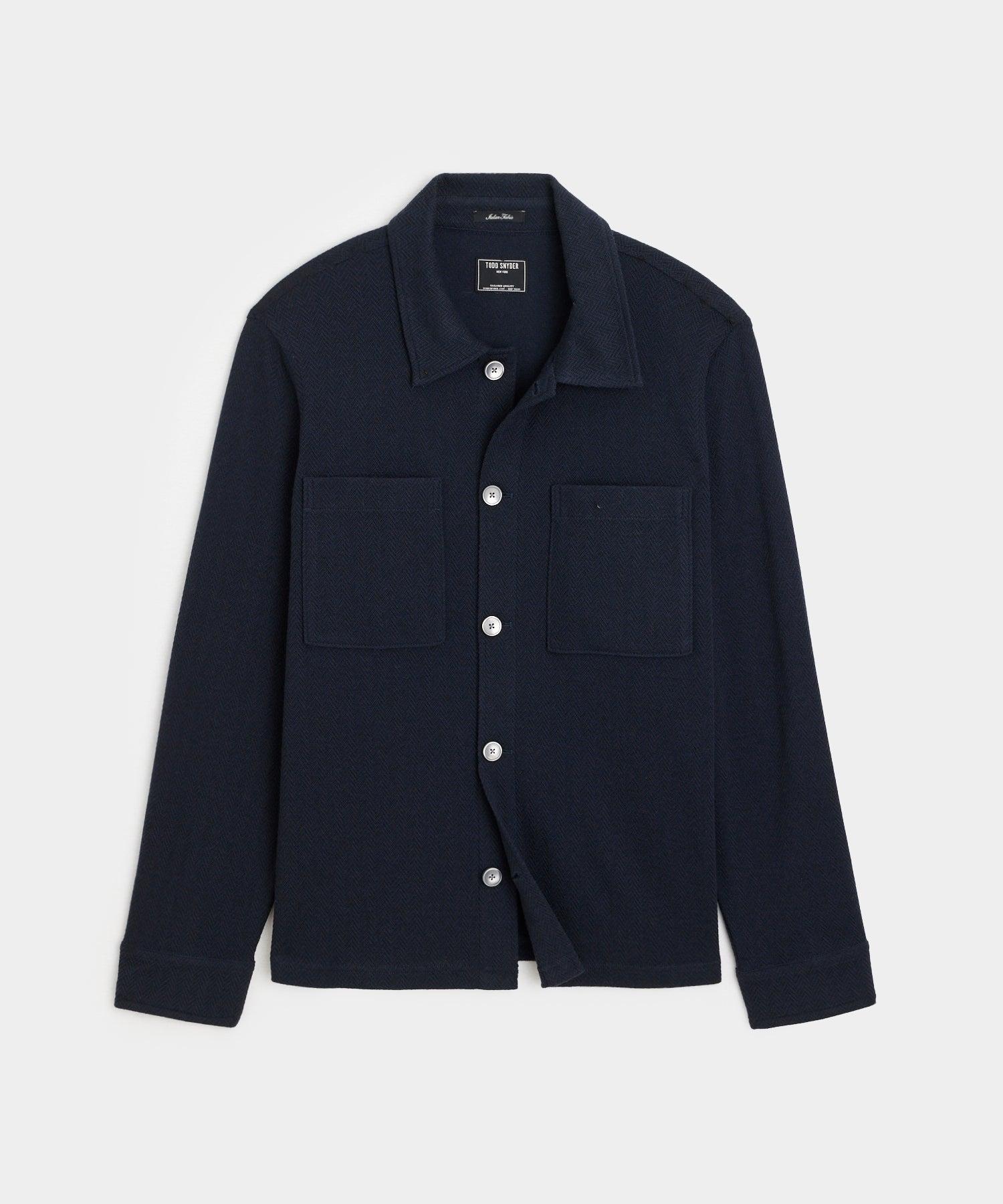 Todd Snyder Herringbone Knit Overshirt in Blue for Men | Lyst