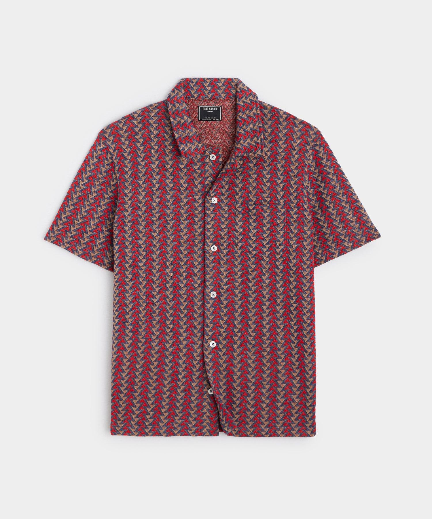 Todd Snyder Triangle Knit Jacquard Shirt in Red for Men | Lyst