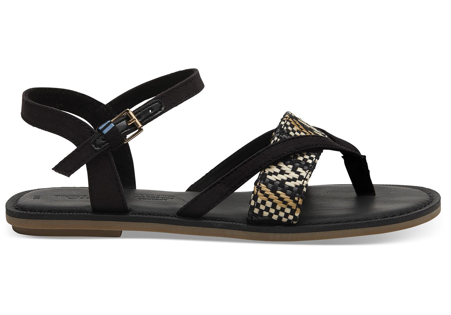 TOMS Black Canvas With Woven Strap Lexie Women's Sandals - Lyst