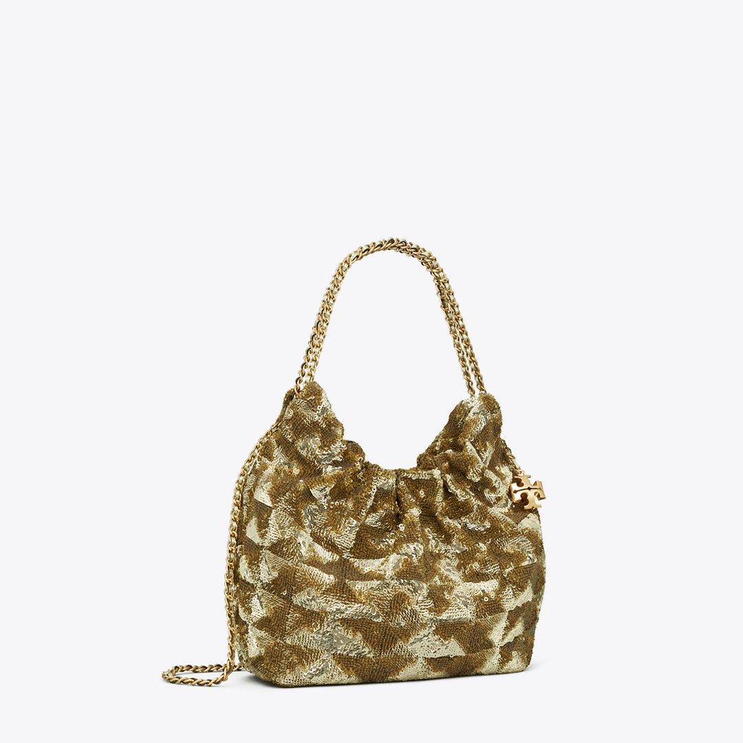 Tory Burch Mini Fleming Sequin Drawstring Bag in Metallic | Lyst