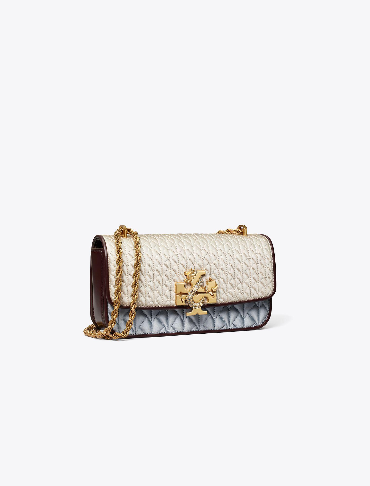 Tory Burch Eleanor Satin Rectangular Bag in White | Lyst