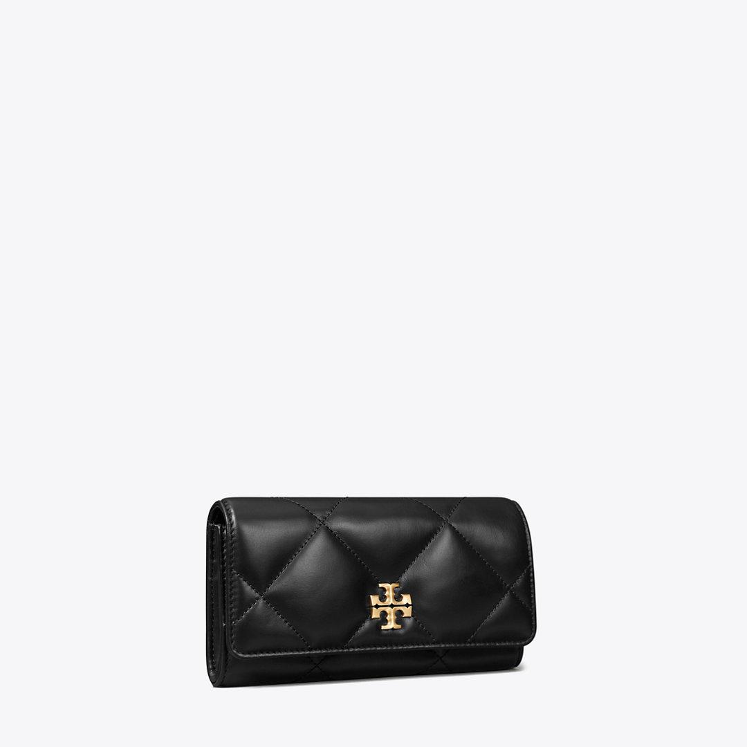 Tory Burch Kira Diamond Quilt Flap Wallet in Black | Lyst
