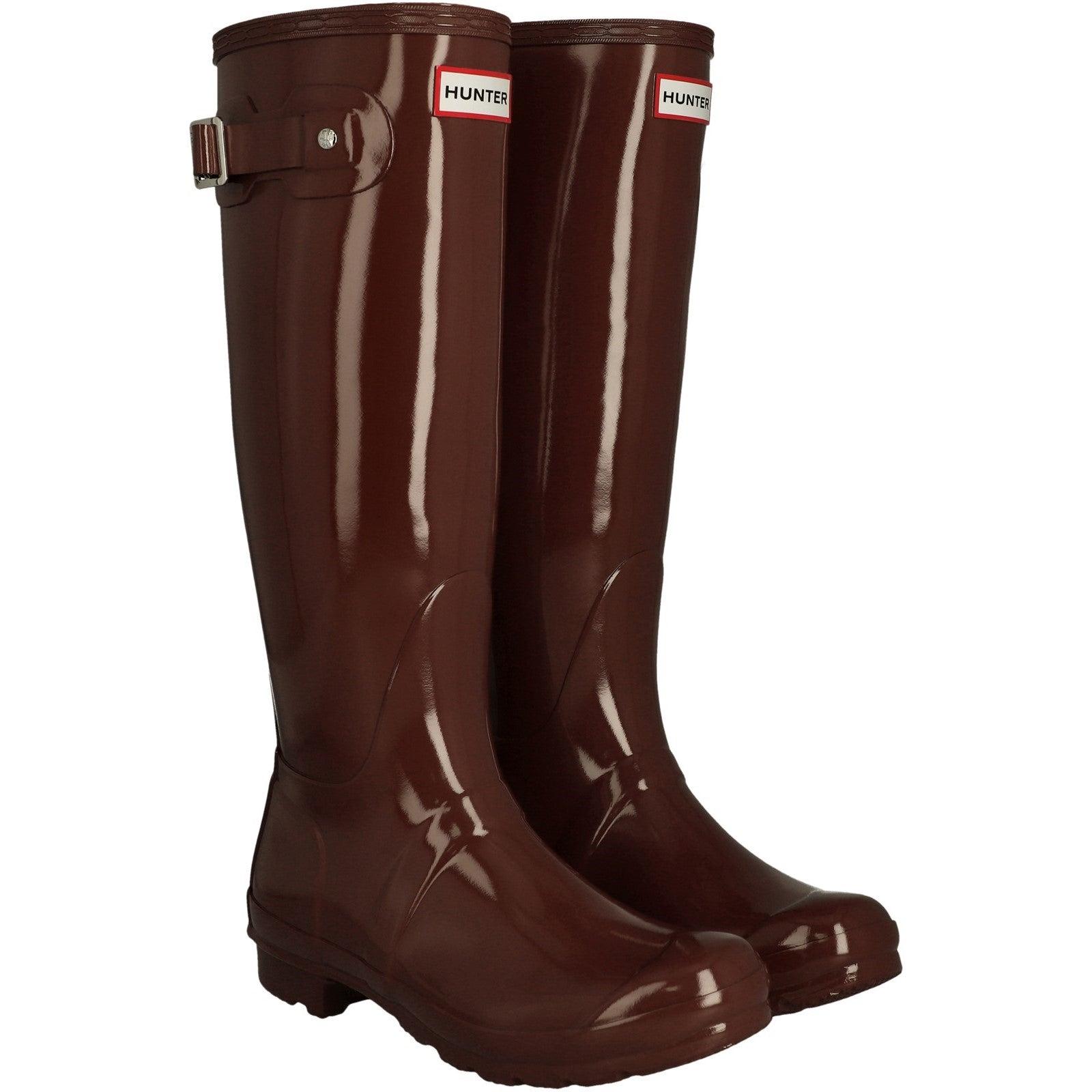 HUNTER Gloss Dark Wft1000rgl-mtr Original Tall Boots in Brown | Lyst