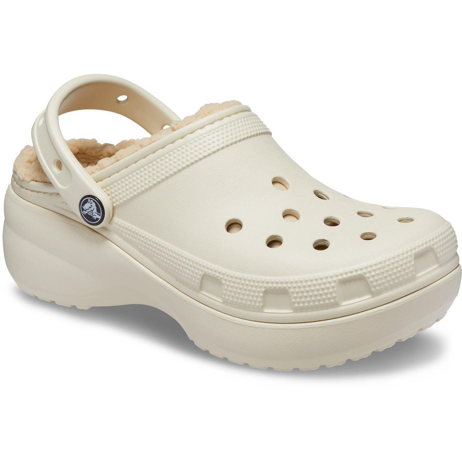 Crocs™ Classic Platform Lined Thermoplastic Women's Bone Clogs in White ...