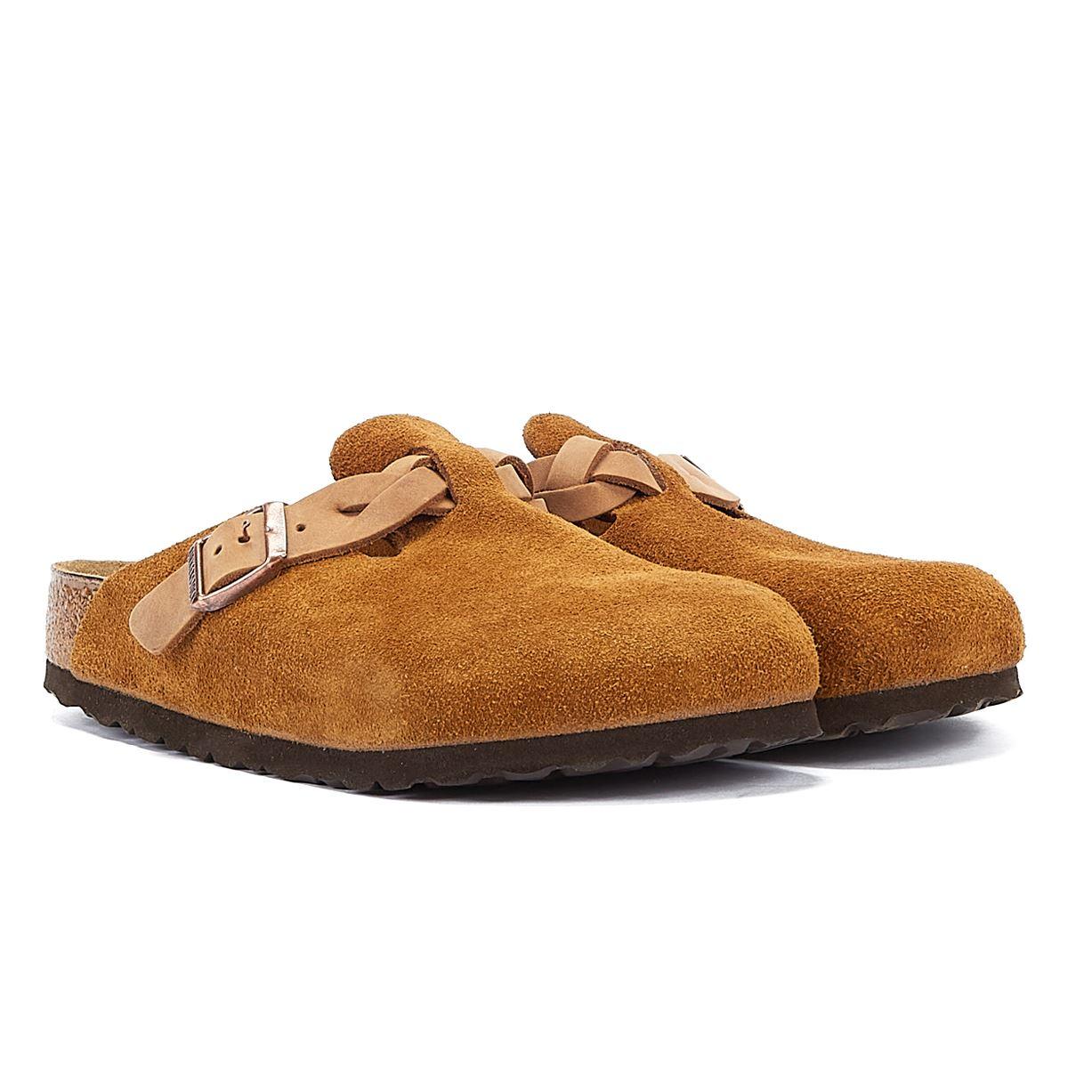 Birkenstock Boston Braided Women's Mink Suede Clogs in Brown | Lyst