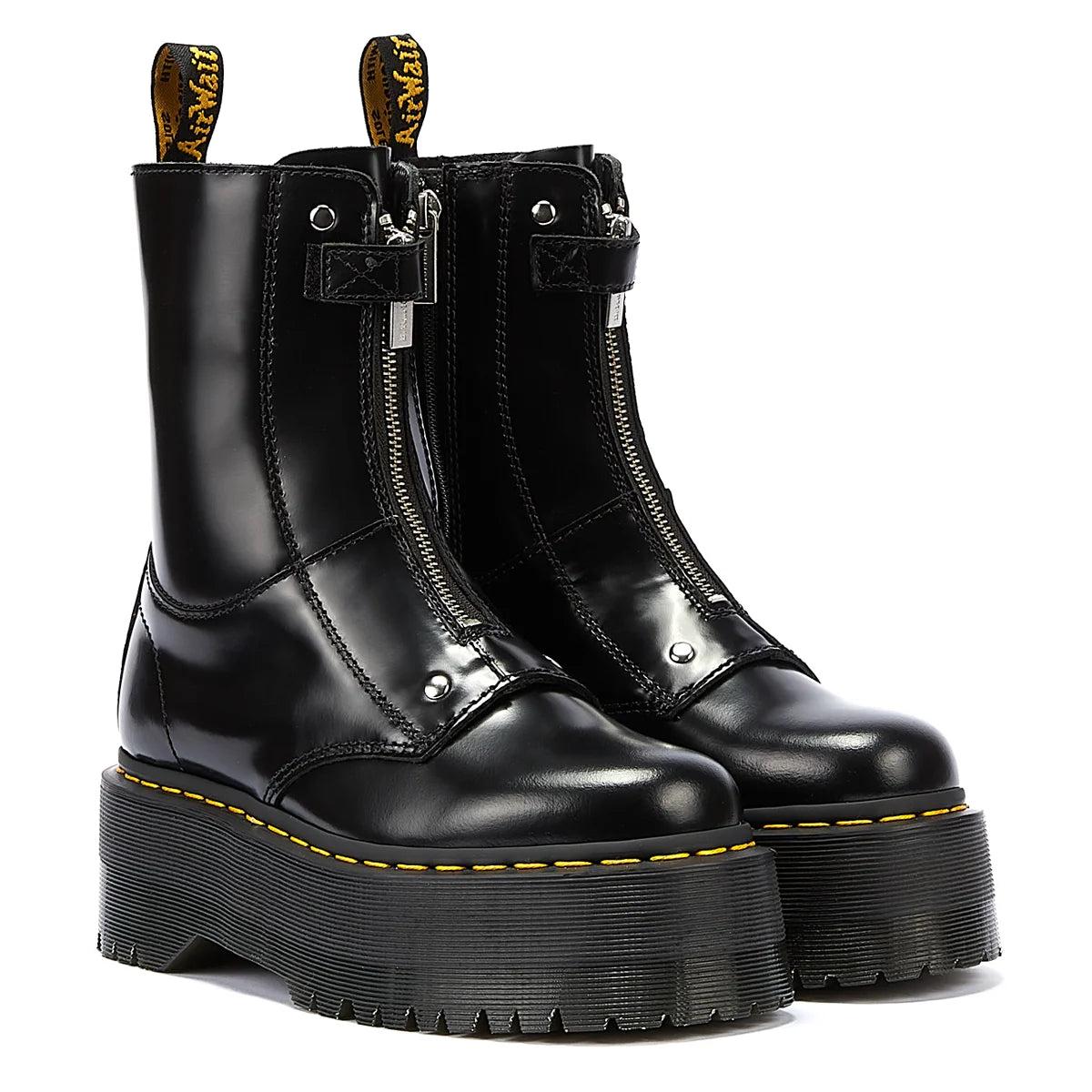 Dr. Martens Jetta Hi Max Buttero Leather Platform Boots in Black | Lyst UK